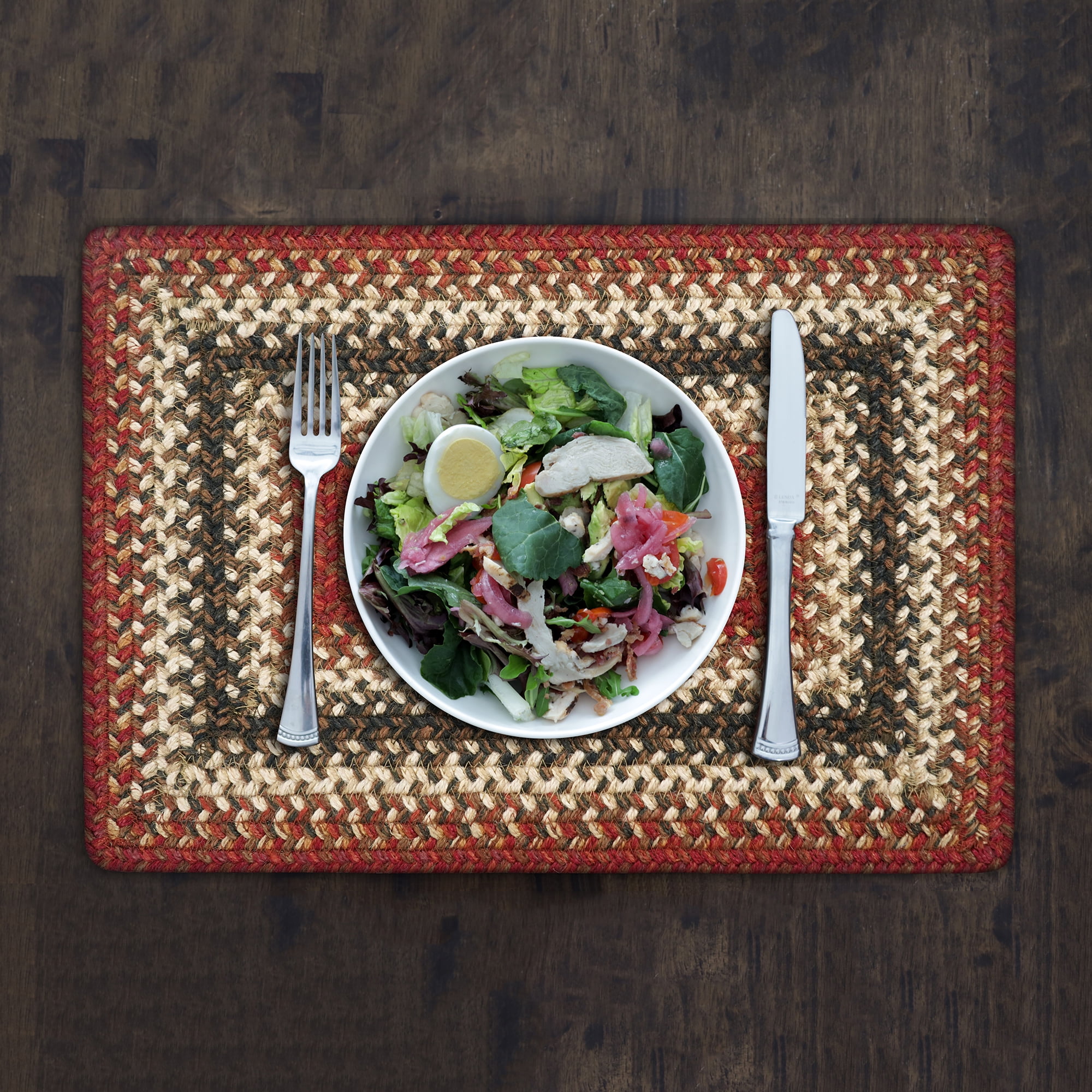 Homespice Chester Jute Braided Vintage Placemat 13" x 19" Rect. ( Pack ...