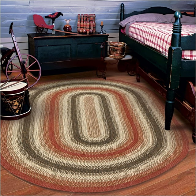 Homespice Chester Oval Braided Rug 5x8', Red Rug, Ideal for Country ...