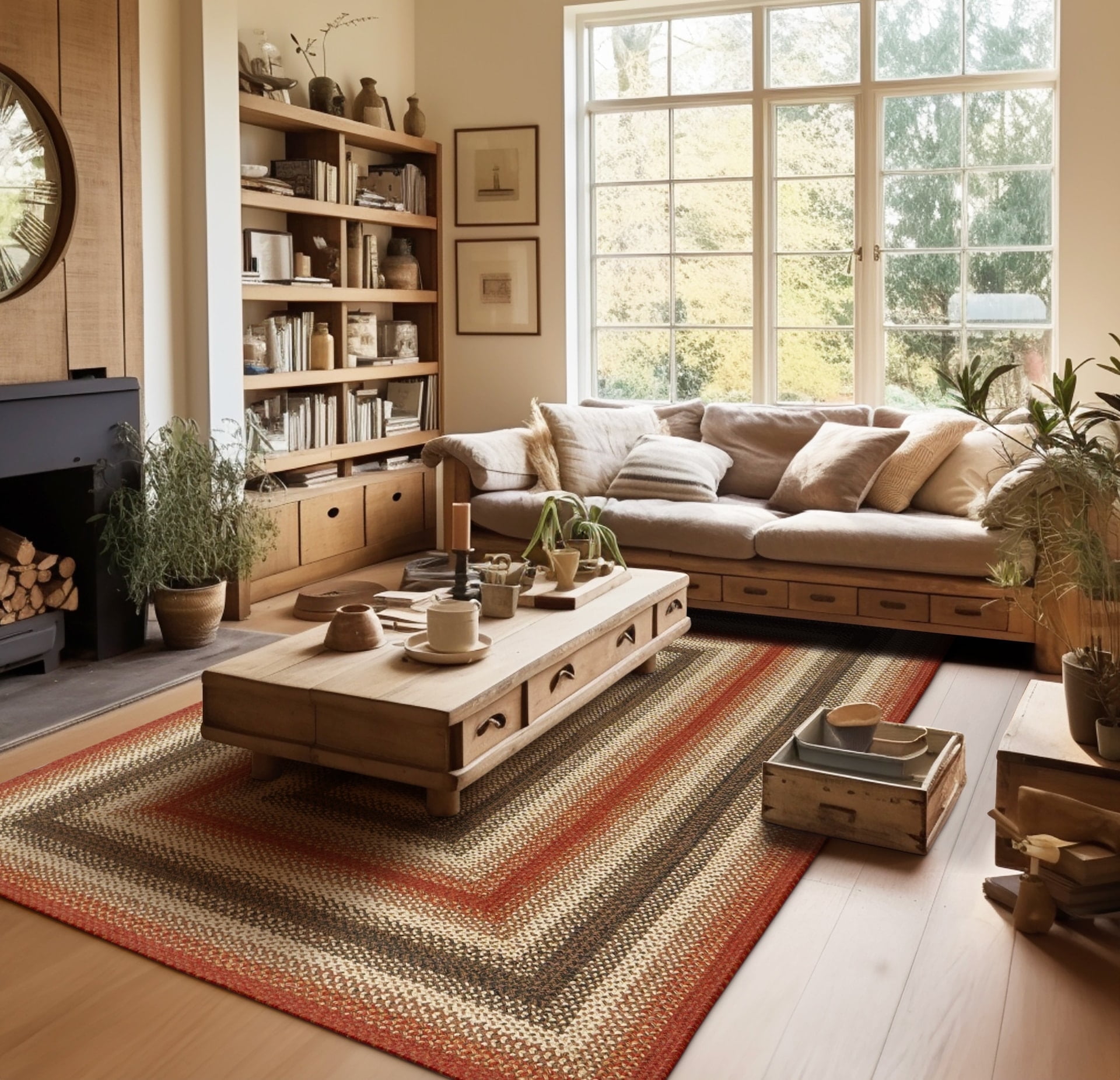 Homespice Chester Red Braided Rug 4x6' Rectangular Country Style Rugs ...