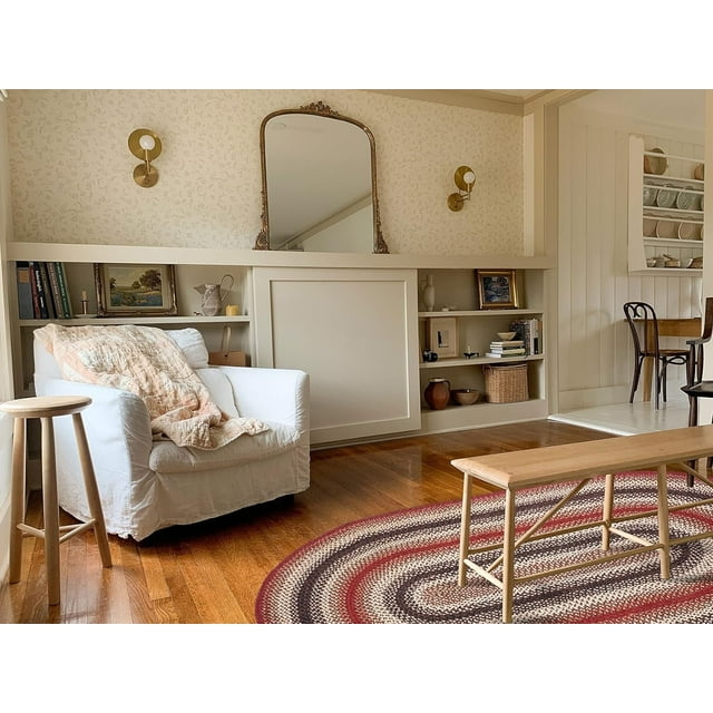 Homespice Chester Rustic Braided Rug 6x9' Oval in Red, Perfect for a ...