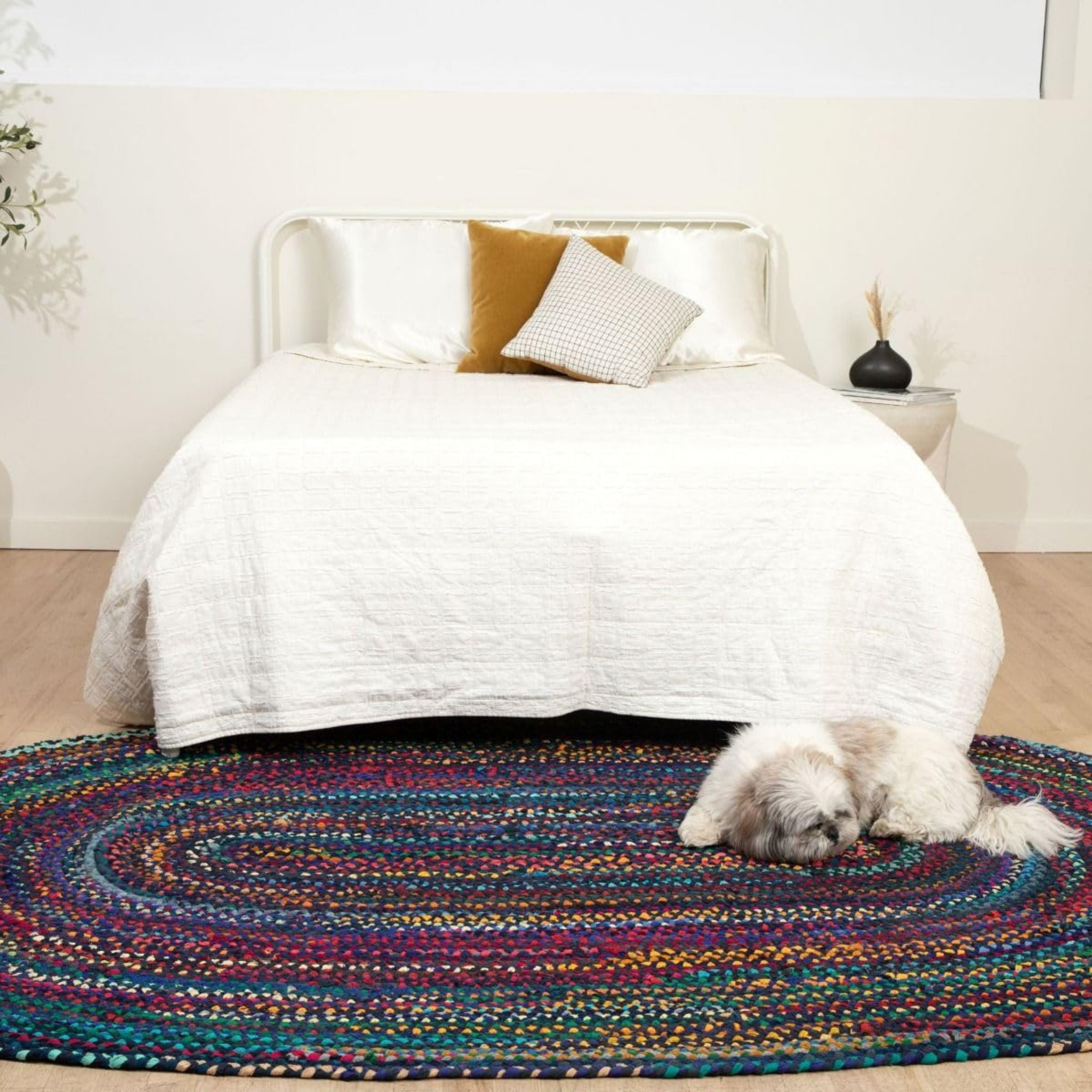 Homespice 6x9' Blue Oval Indoor Floor Carpet - Funky Chindi Fabric Rug ...