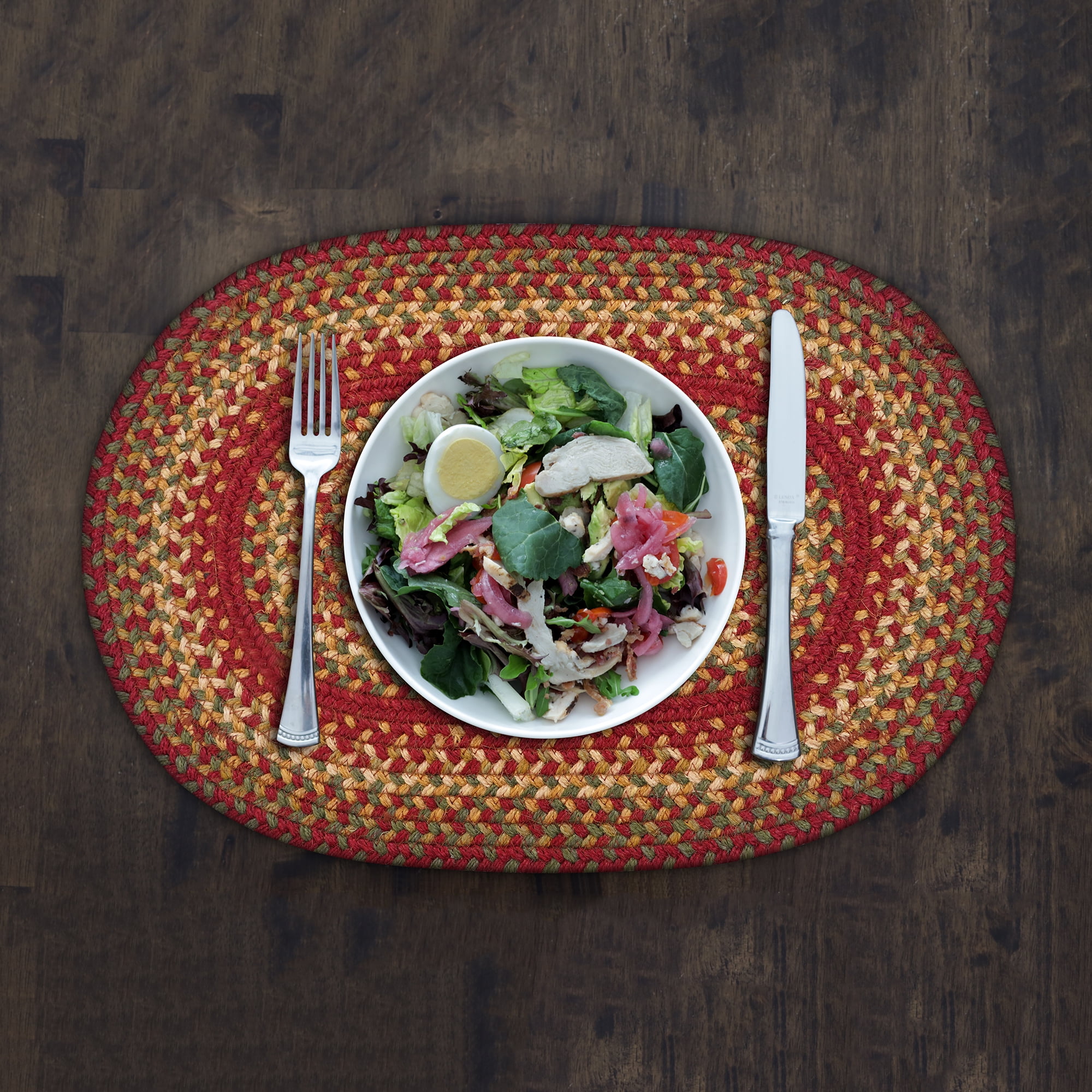 Homespice Cider Barn Jute Braided Vintage Placemat 13" x 19" Oval ...