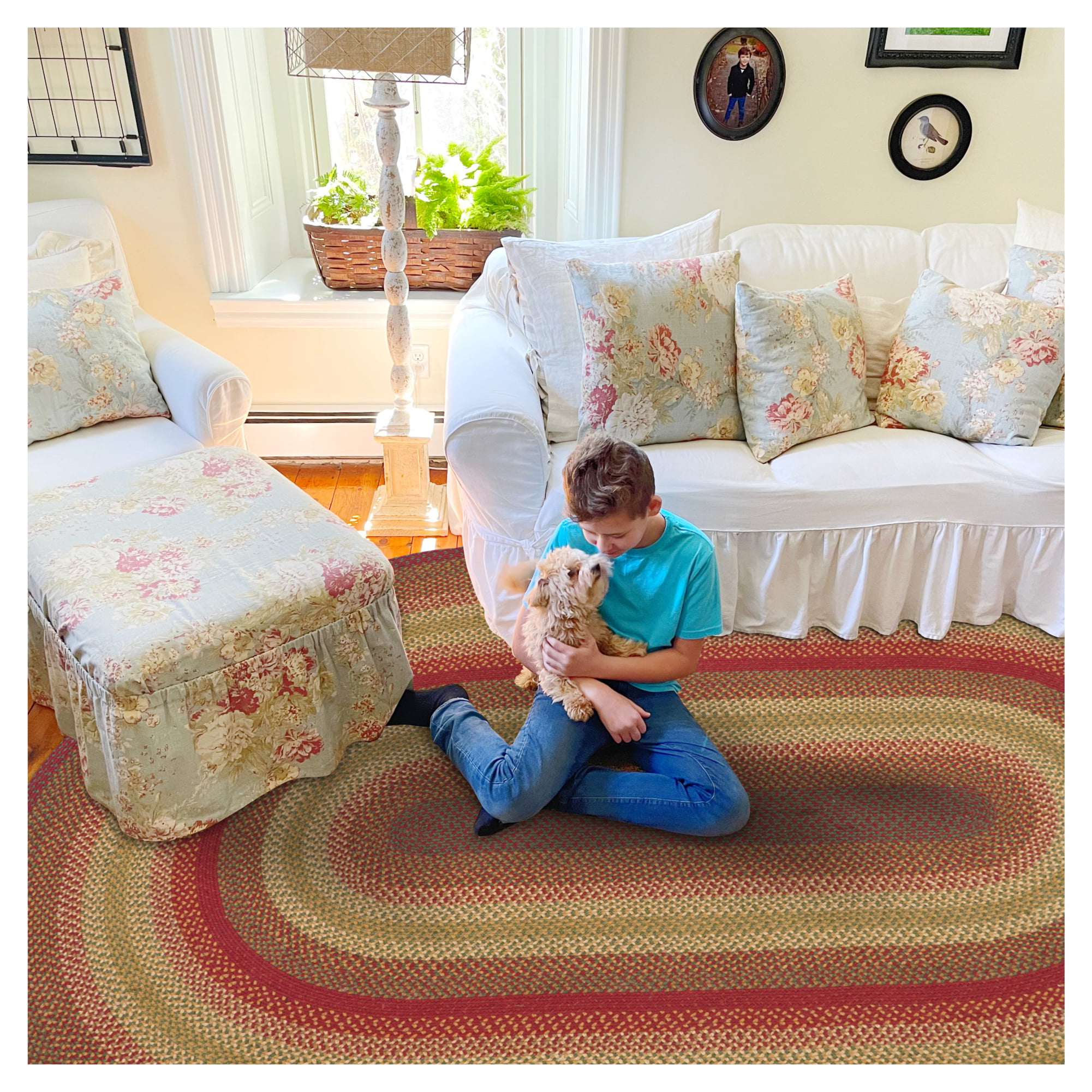 Homespice Cider Barn Jute Red Braided Rugs 5x8' Oval for Living Room ...