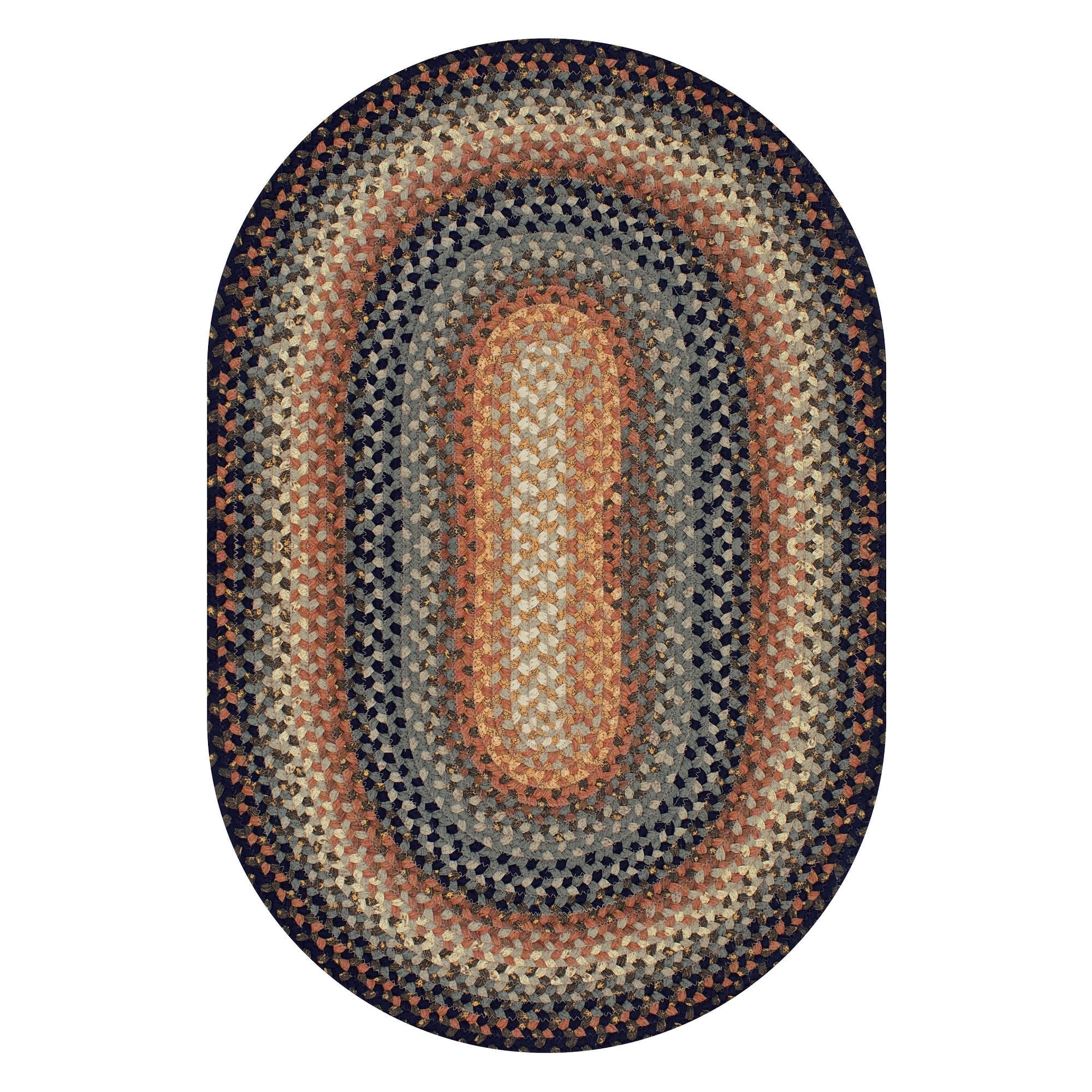 Homespice Cocoa Bean Reversible Black Cotton Rug 5' x 8' Oval Braided ...