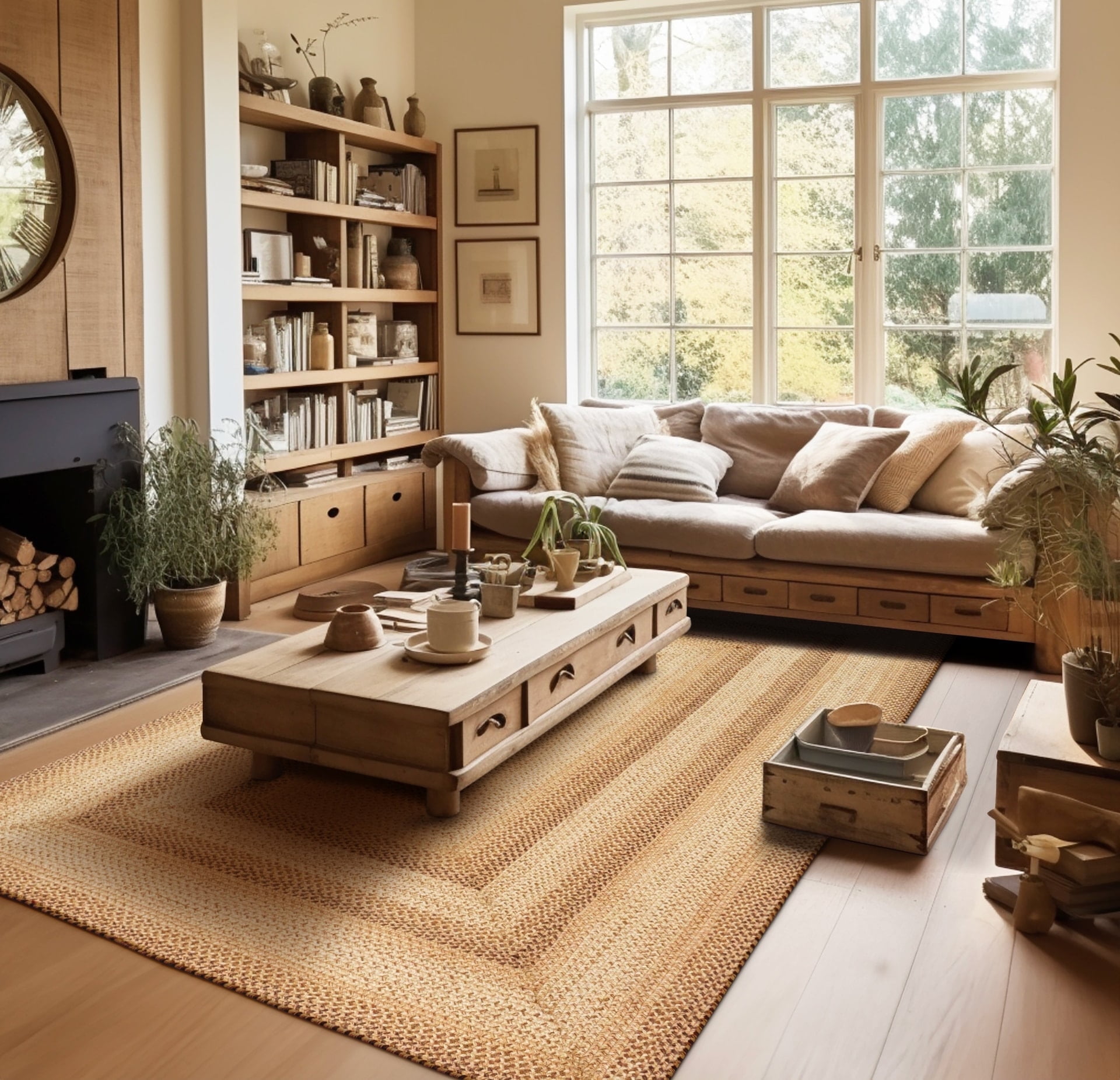 Homespice Cookie Dough Brown Braided Rect. Rug 8x10', Perfect Large ...