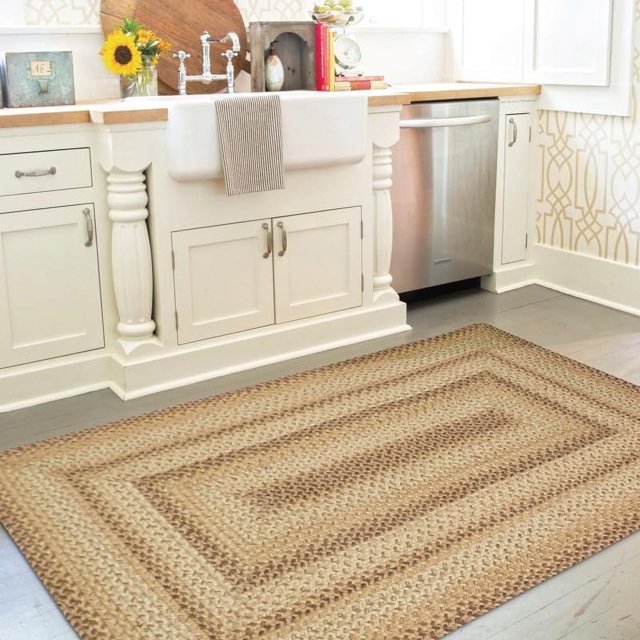 Homespice Cookie Dough Country Braided Rugs 27x45 - Durable Bed Side ...