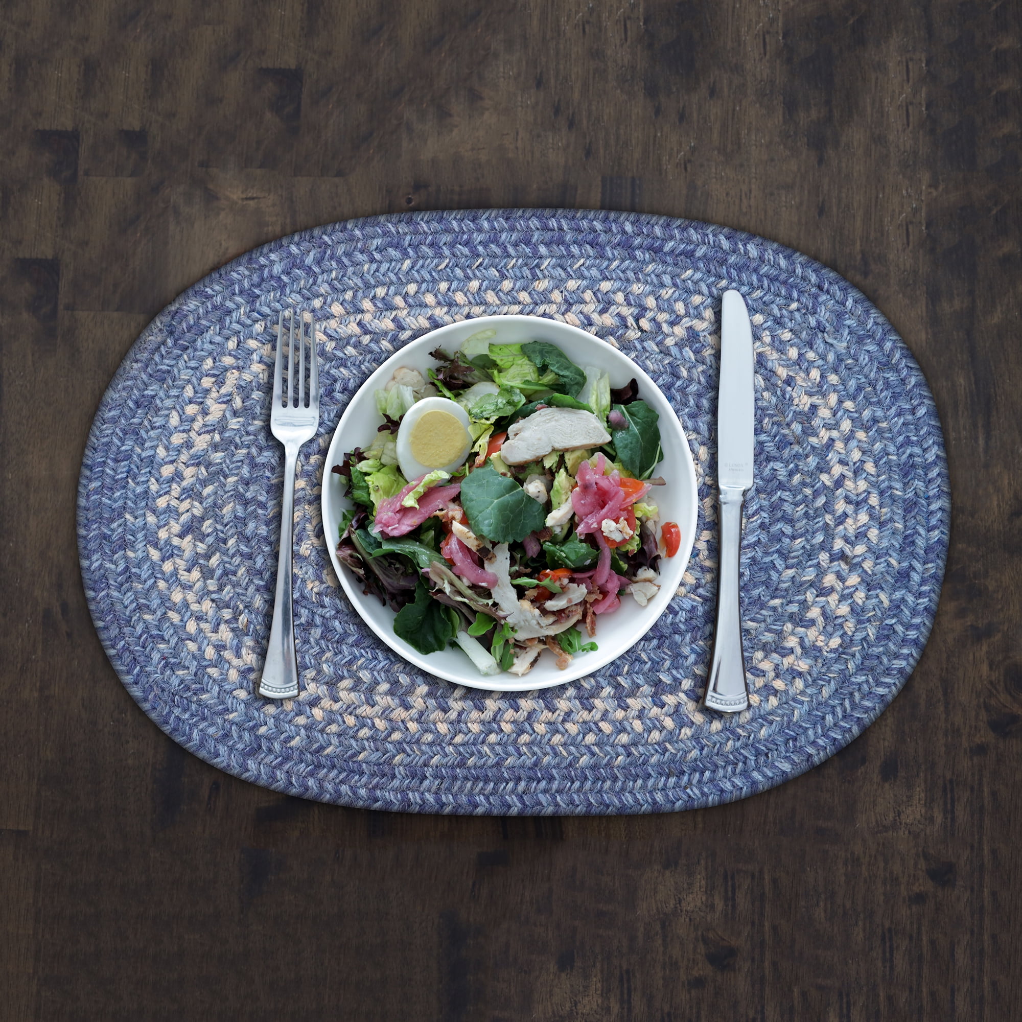 Free Shipping! Homespice Denim Jute Table Mat 10x15" Oval (Set of 4 ...