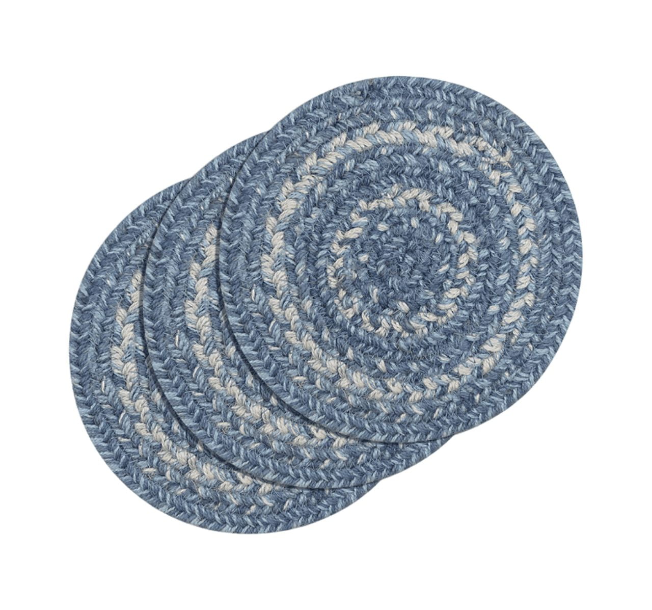 Homespice Denim Premium Jute Braided Trivet 8" ( Set of 3 ) Round Blue ...