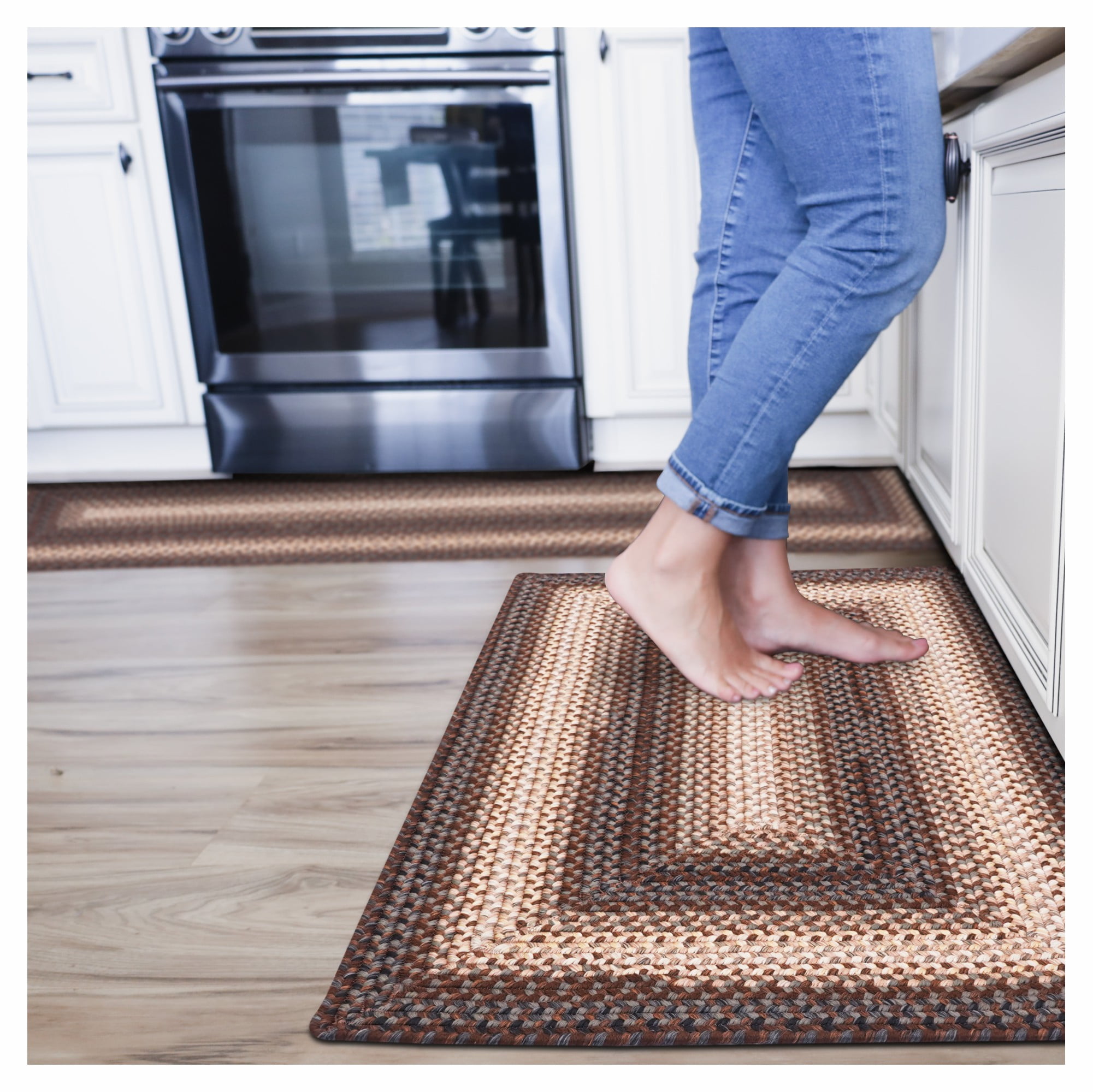 Homespice Driftwood Brown Washable Kitchen Runner and Entryway Runner ...