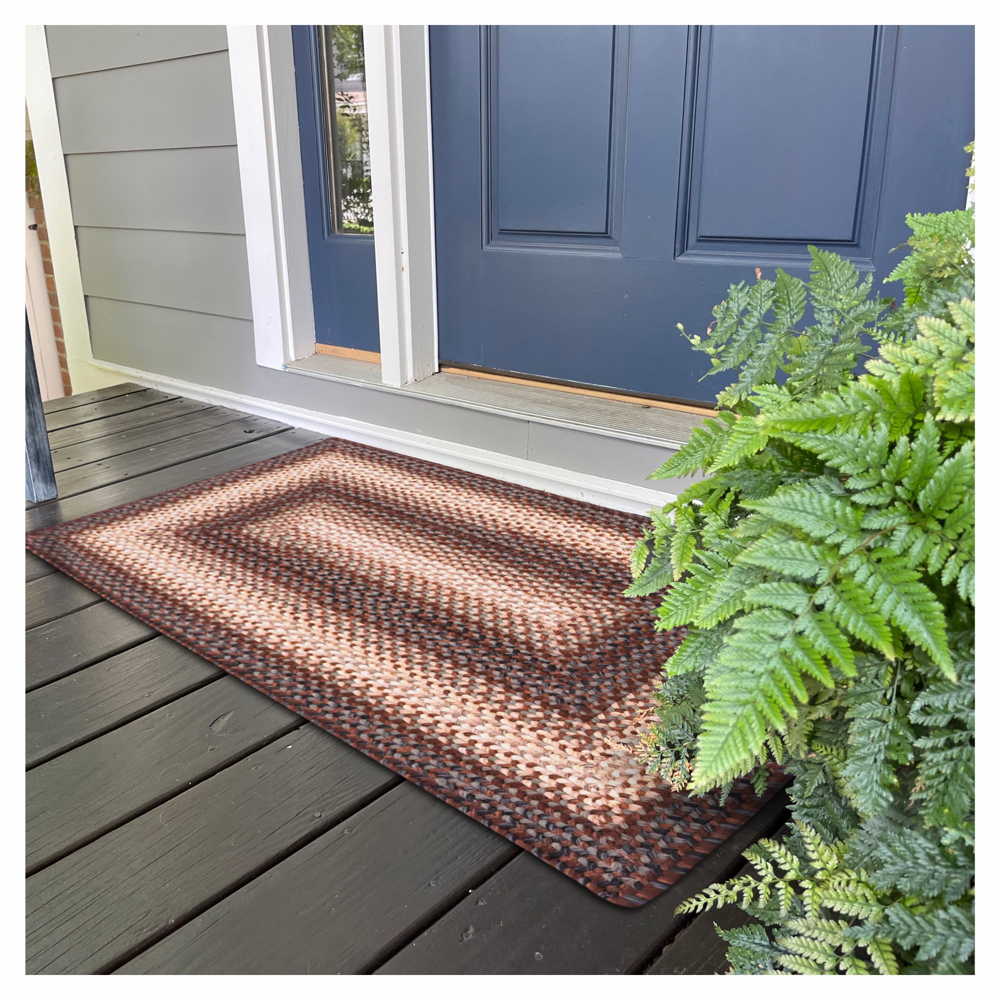 Homespice Driftwood Dark Brown Braided Rug 27x45", The Perfect Washable ...