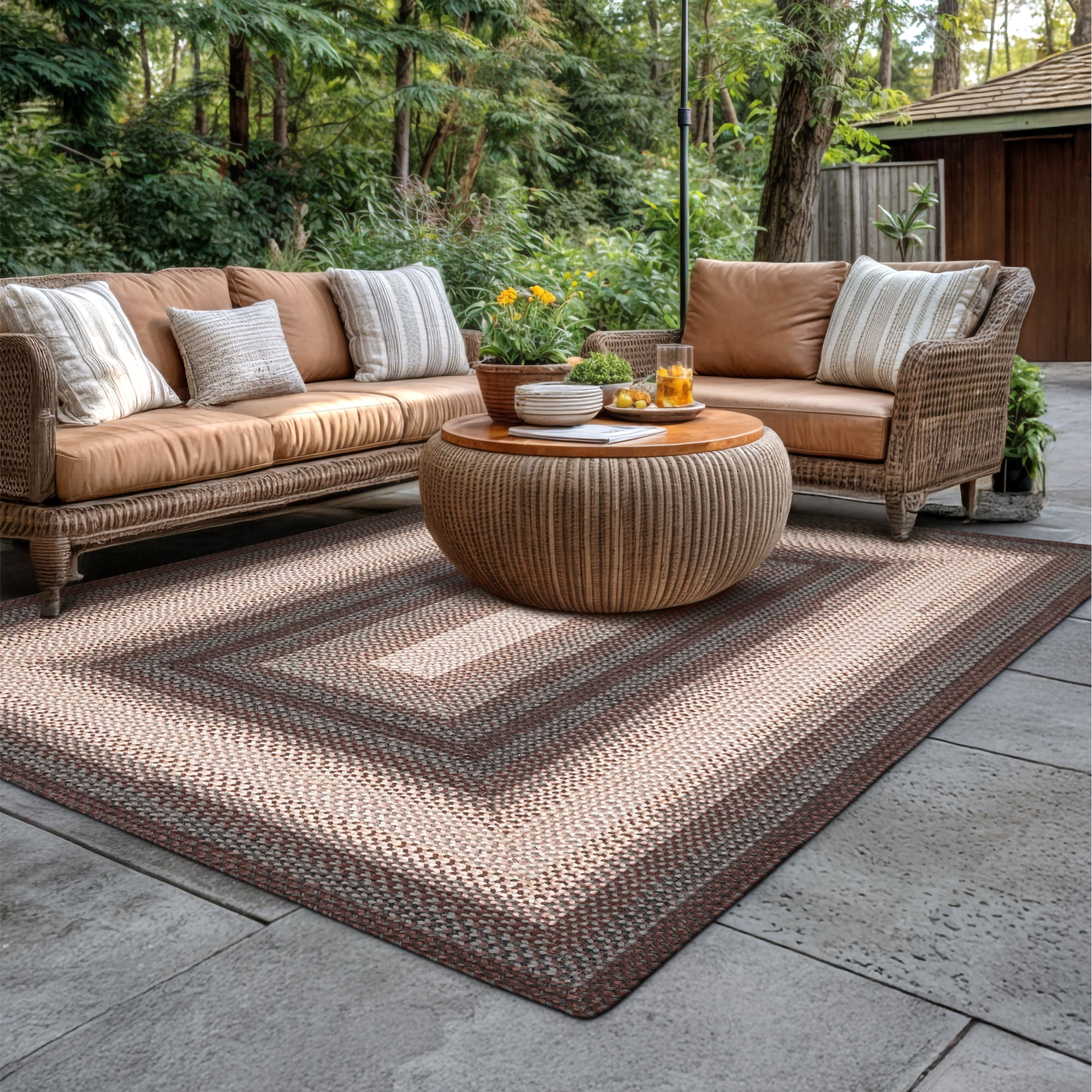 Homespice Driftwood Large Indoor Outdoor Braided Rugs and Country Style ...