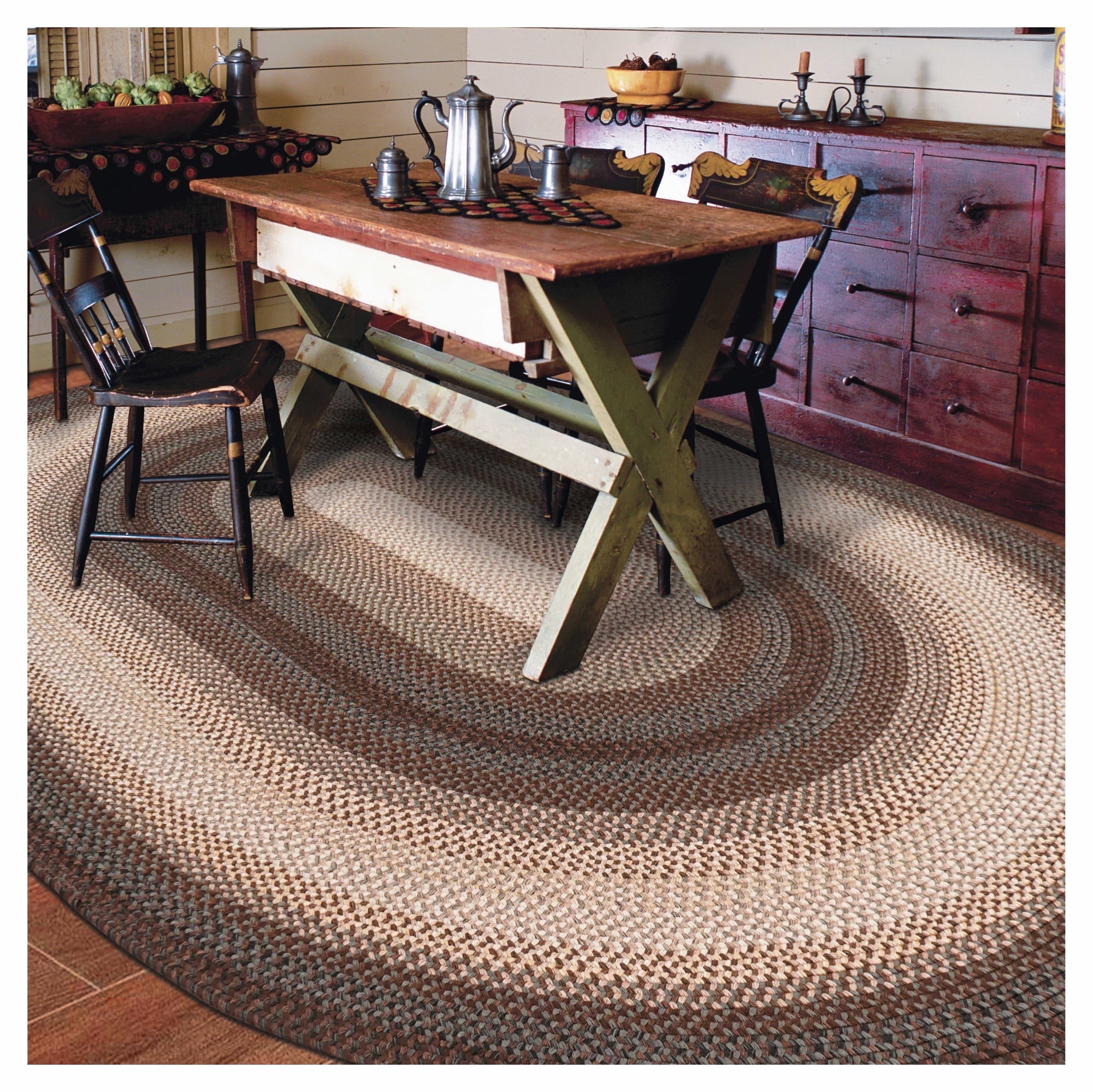 Homespice Driftwood Large Indoor Outdoor Oval Braided Rugs and Country ...