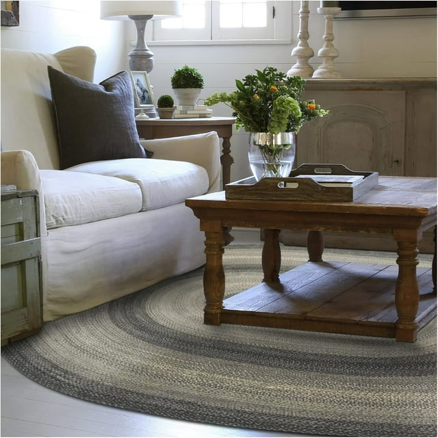 Homespice Flint Hill Braided Oval Area Rugs 6x9' Gray Rustic Bedroom ...