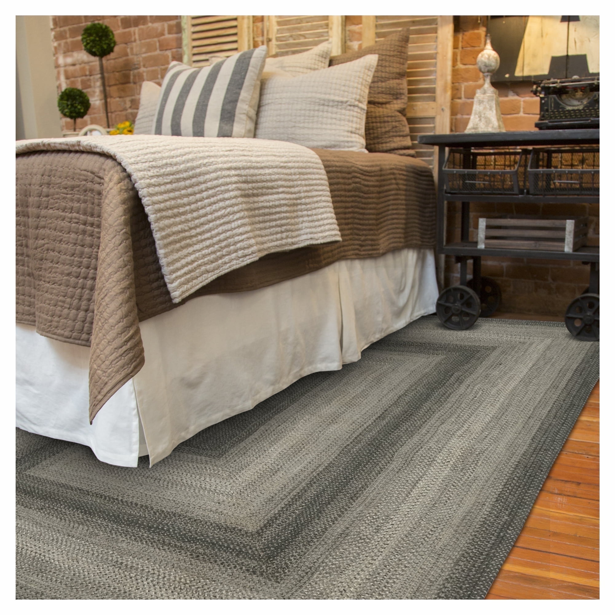 Homespice Flint Hill Country Braided Rugs 6x9' Perfect Dark Gray Rustic ...