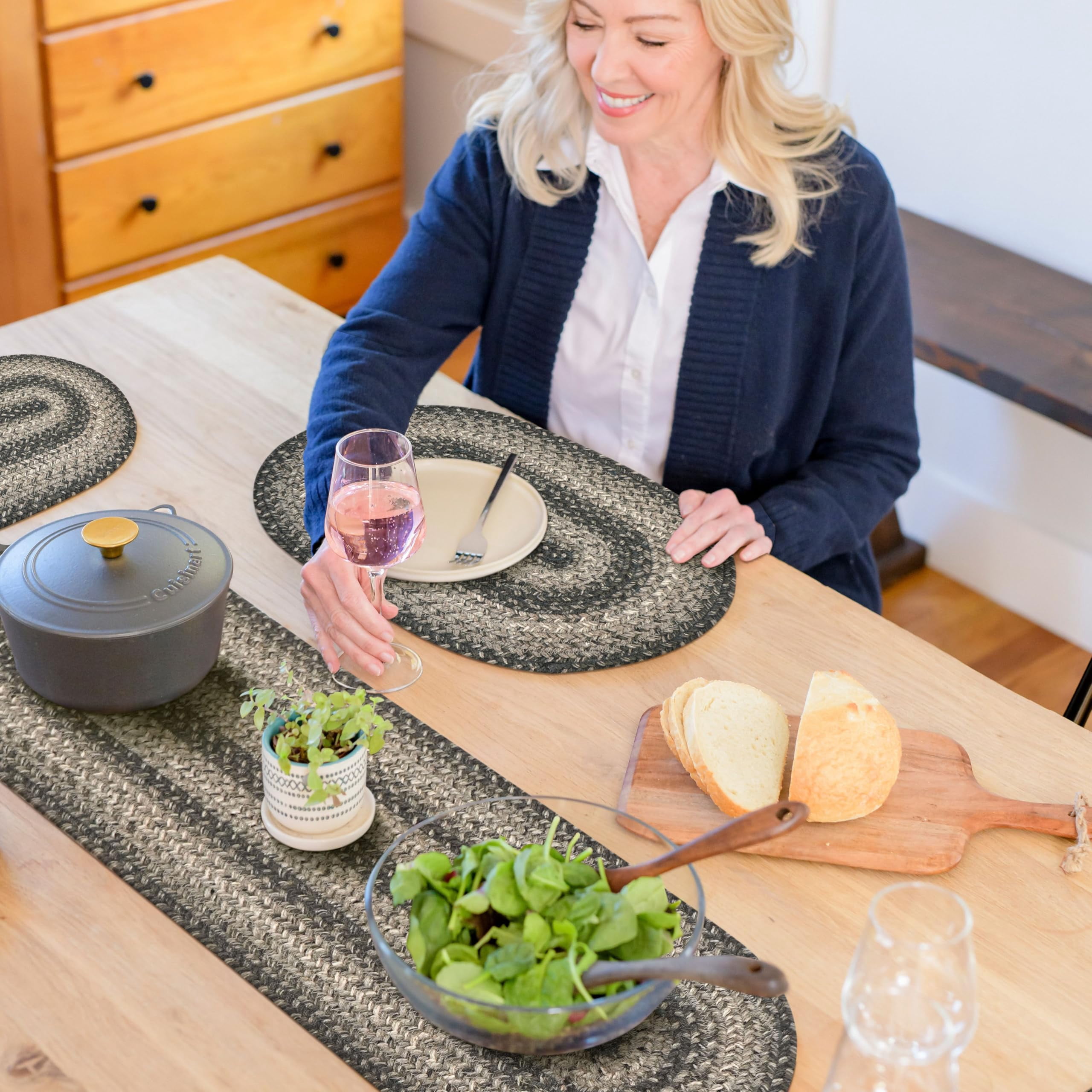 Homespice - Flint Hill Oval Table Runner, a Handmade Jute Braided ...