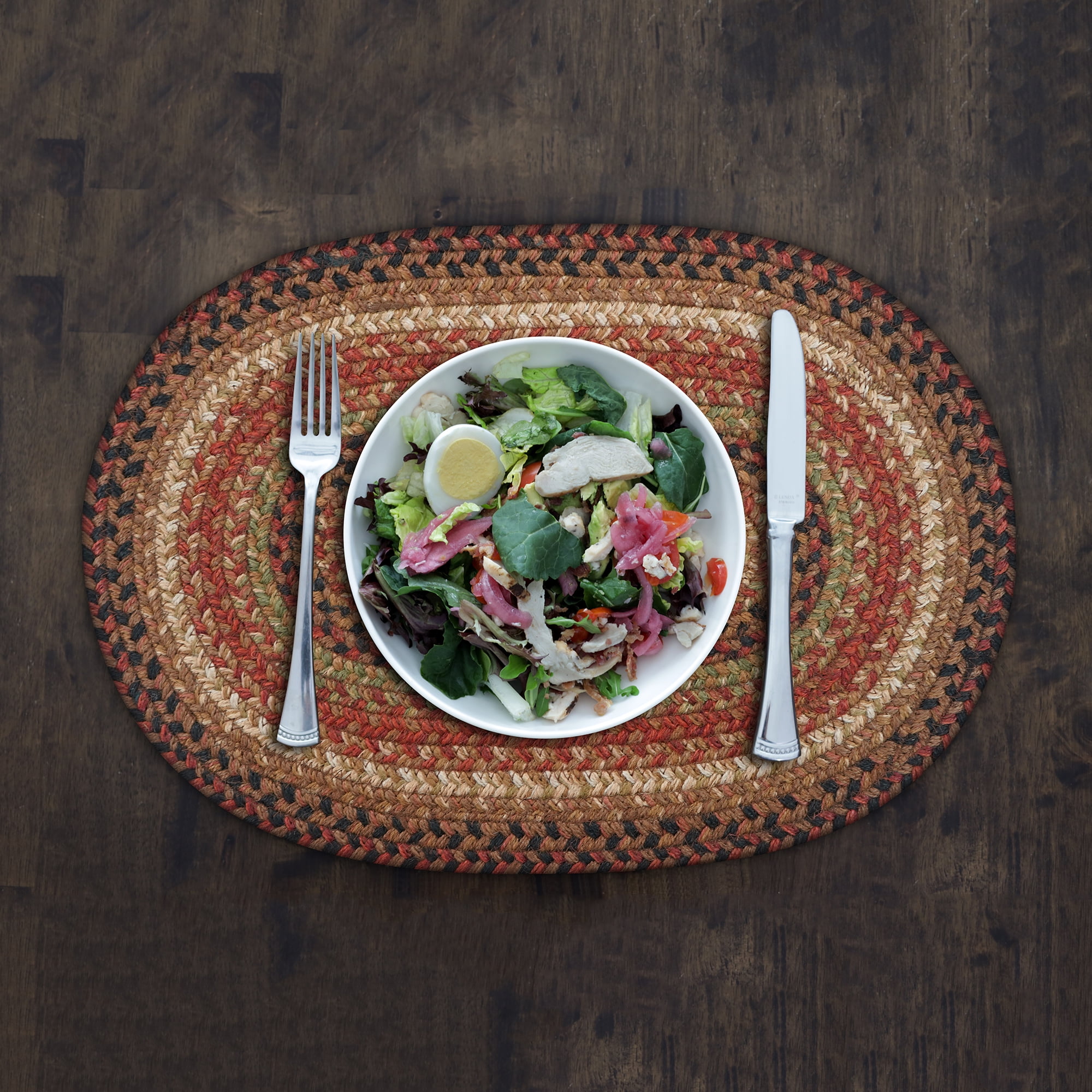 Homespice Gingerbread Jute Table Mat 10x15" Oval (Set of 4) Placemat ...