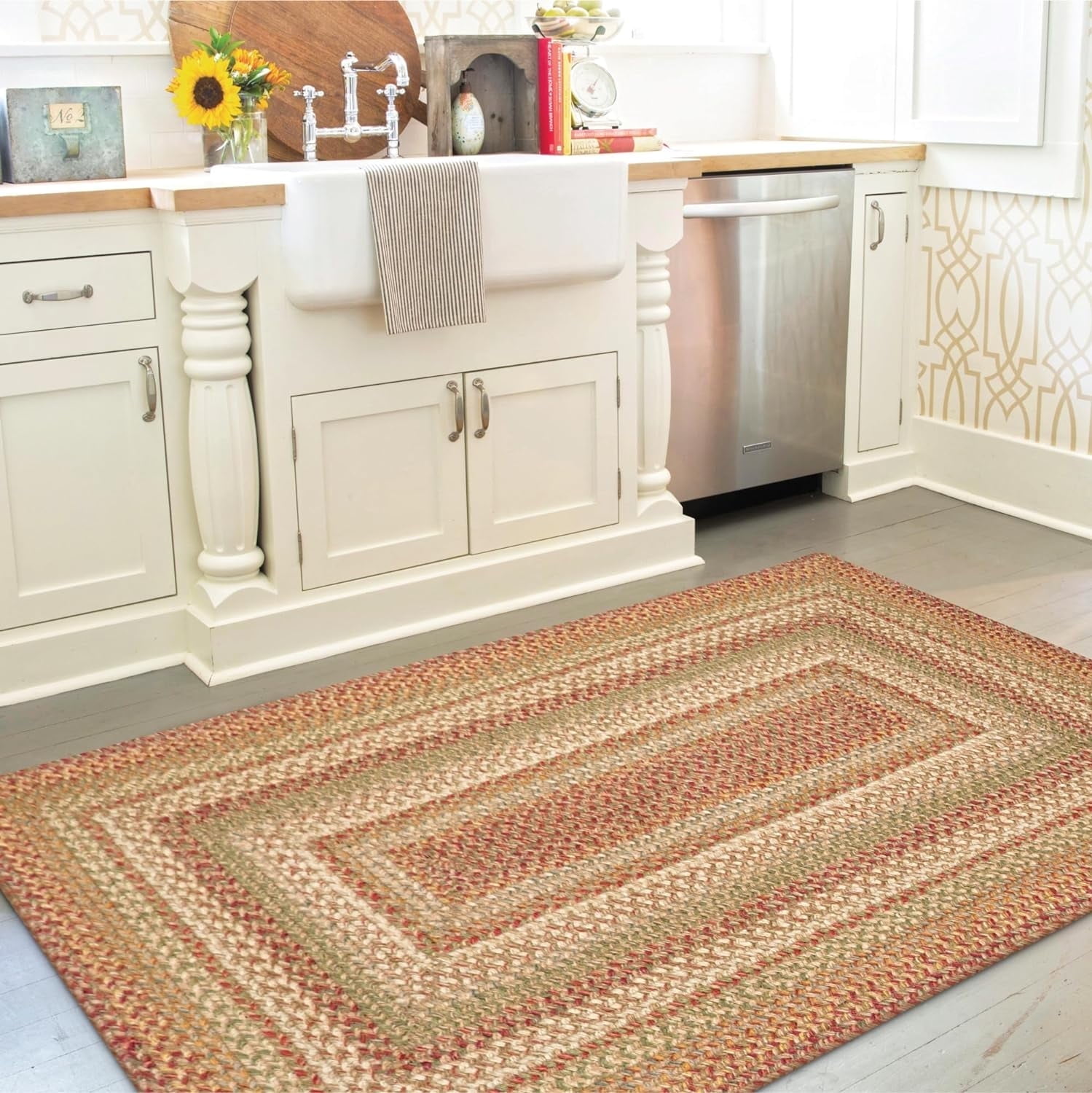 Homespice Harvest Beige Braided Runner Rug 22x72" Jute Rug for Hallways ...