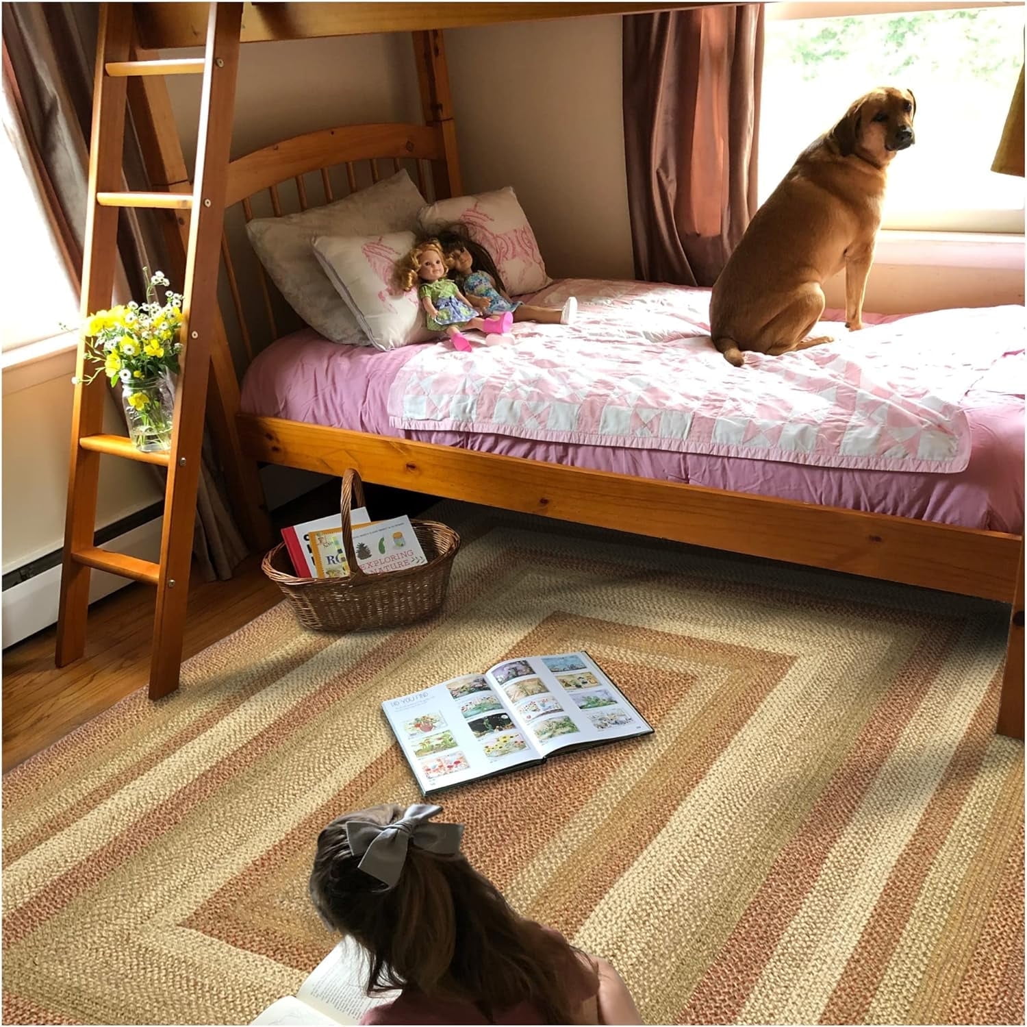 Homespice Harvest Jute Braided Area Rug, 8' x 10' Rectangular Beige ...