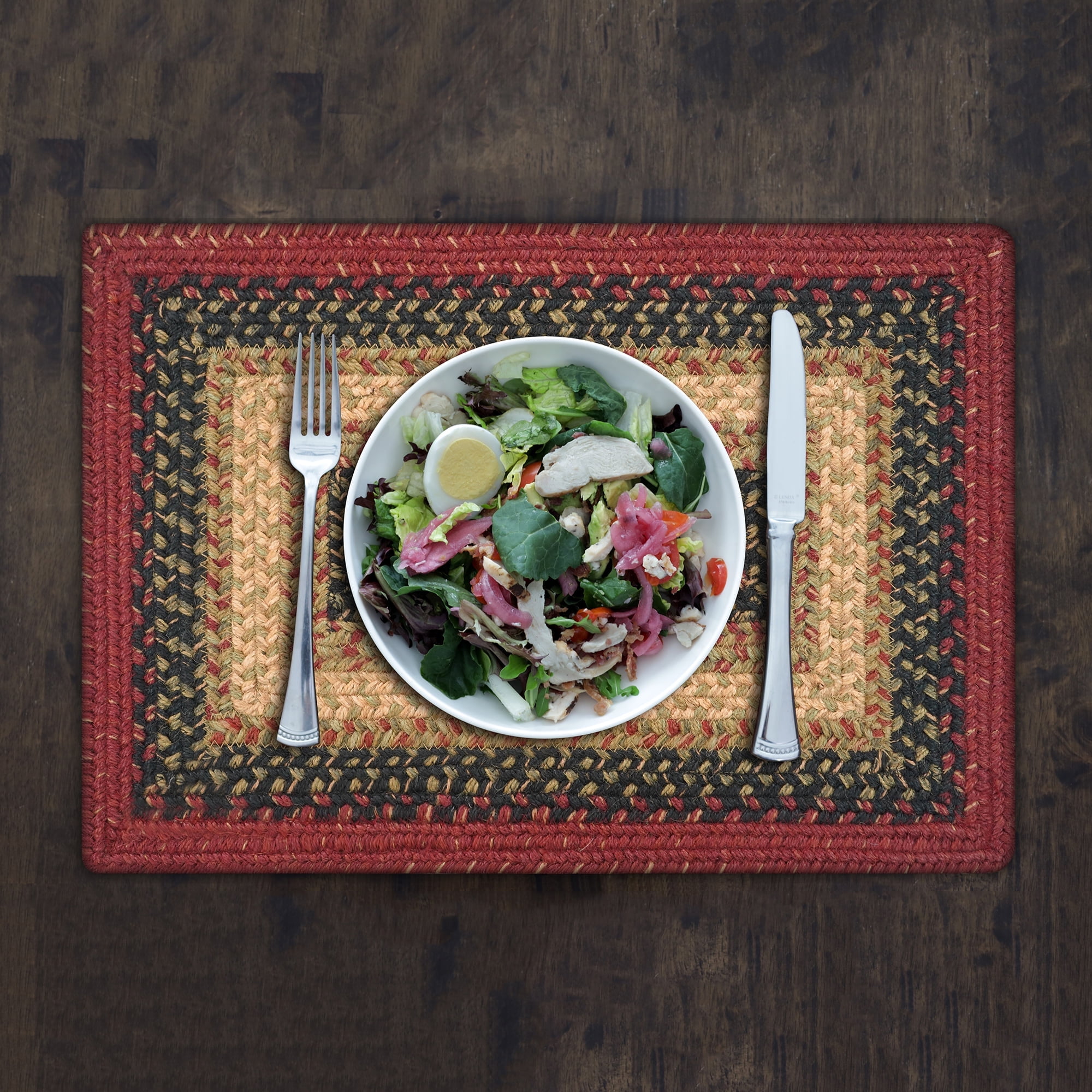 Homespice Highland Jute Braided Vintage Placemat 13" x 19" Rect. ( Pack ...