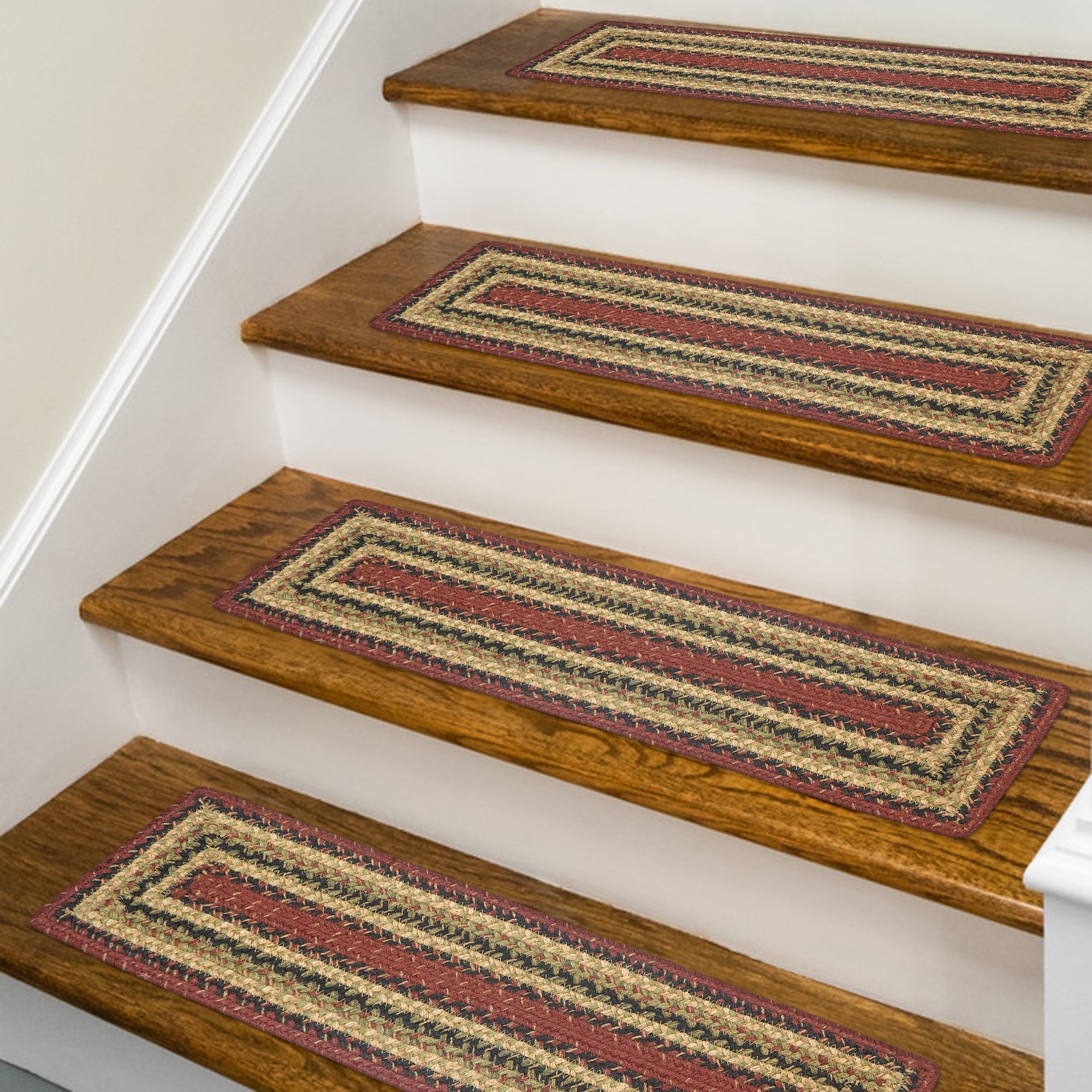 Homespice Highland Premium Jute Braided Stair Tread 8" x 28" (Set of 13 ...
