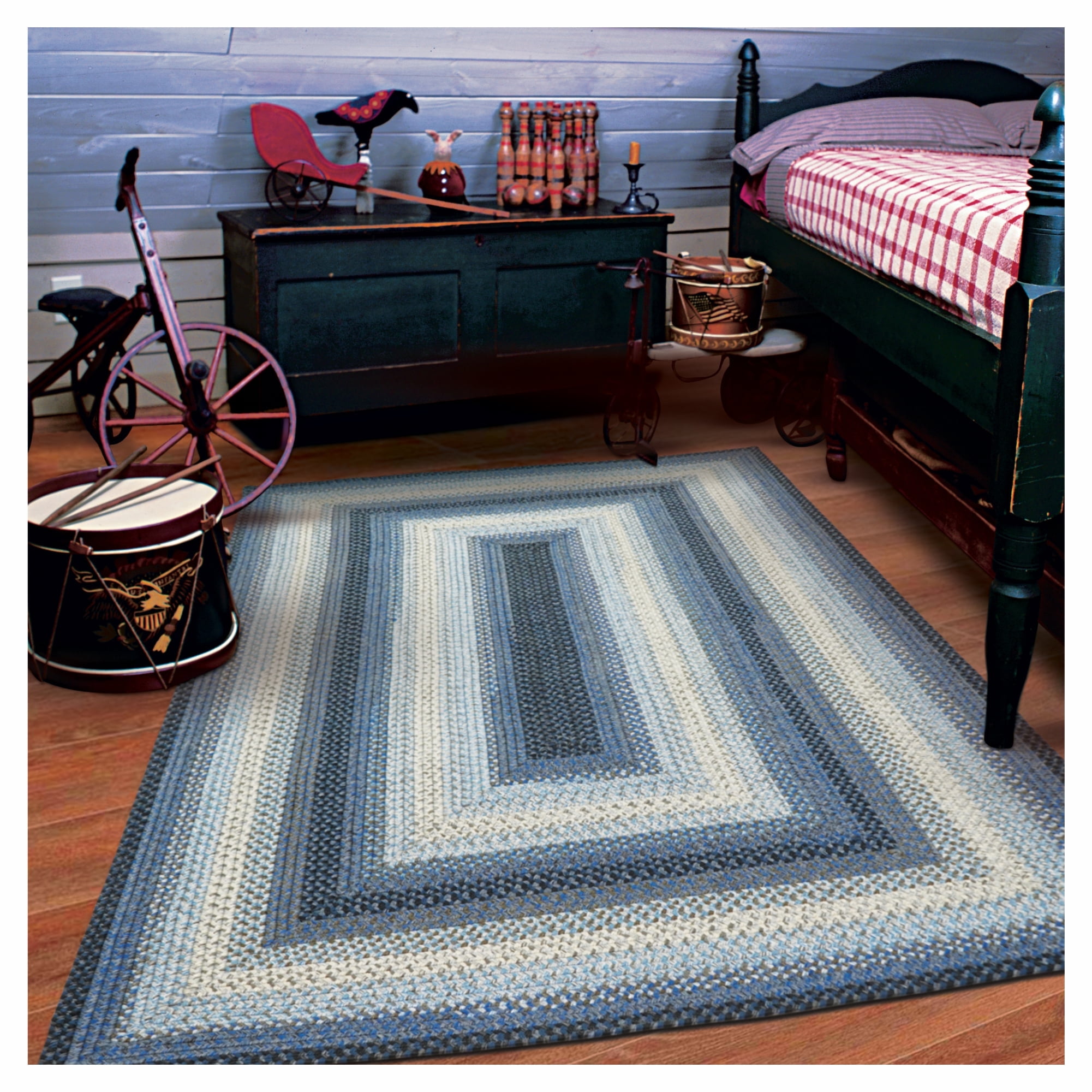 Homespice Juniper Blue Indoor/Outdoor Rug, 6x9' Braided Area Rugs for ...