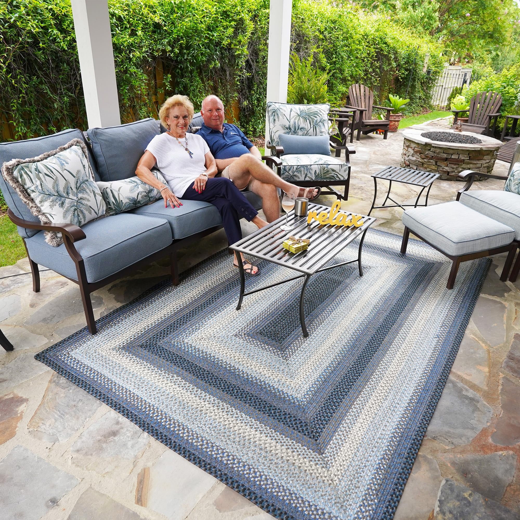 Homespice Juniper Blue Outdoor Braided Rug, A Perfect 5x8 Coastal Decor ...