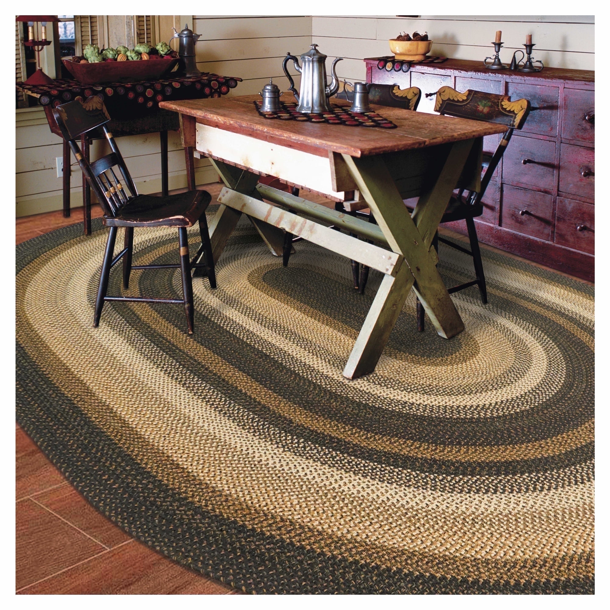 Homespice Kilimanjaro Jute Black 8x10' Braided Oval Area Rugs for ...