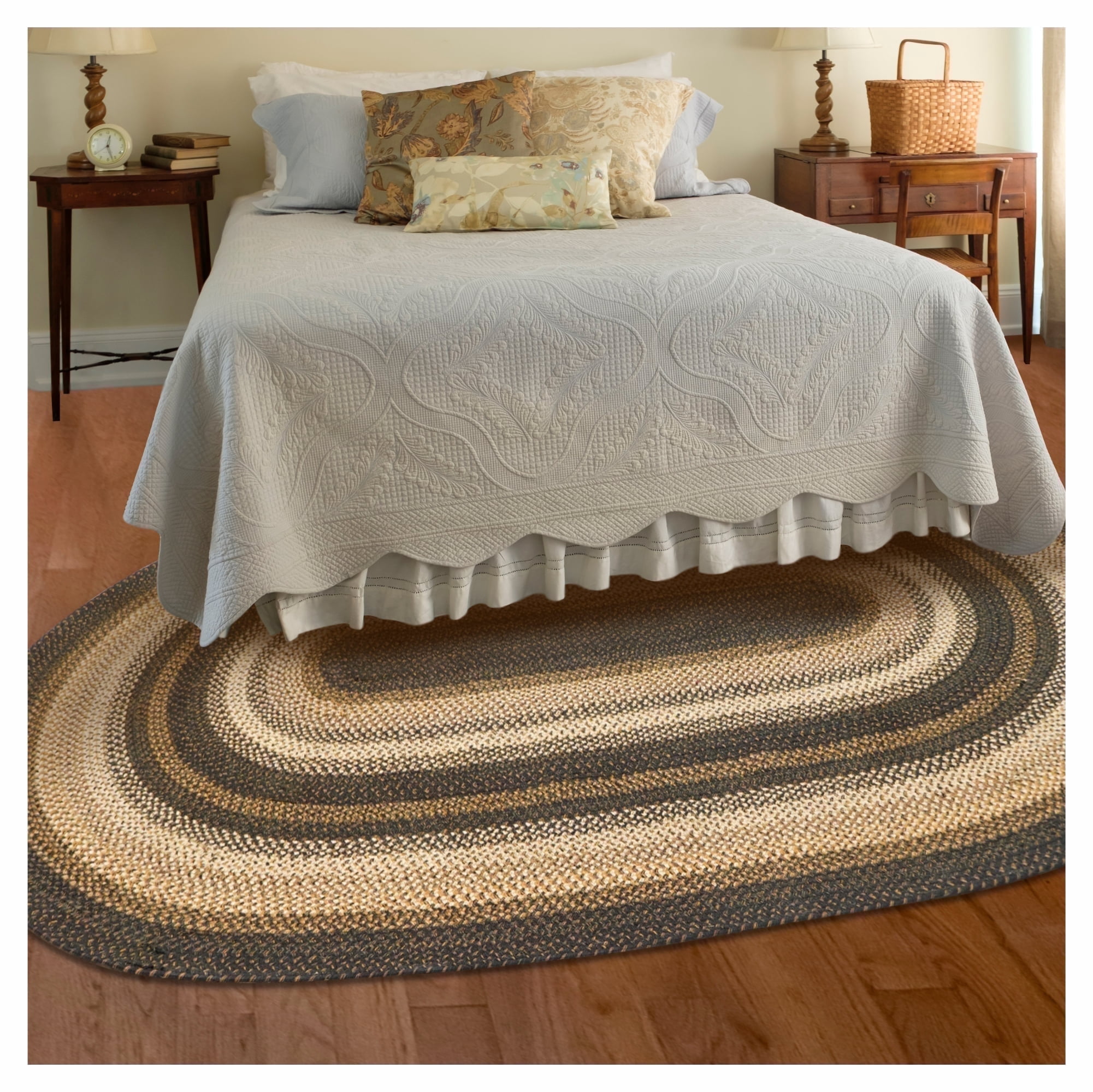 Homespice Kilimanjaro Jute Braided Area Rug, 5' x 8' Oval Black and ...