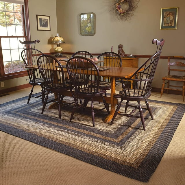 Homespice Kilimanjaro Jute Braided Area Rug, 8' x 10' Rectangular Black ...