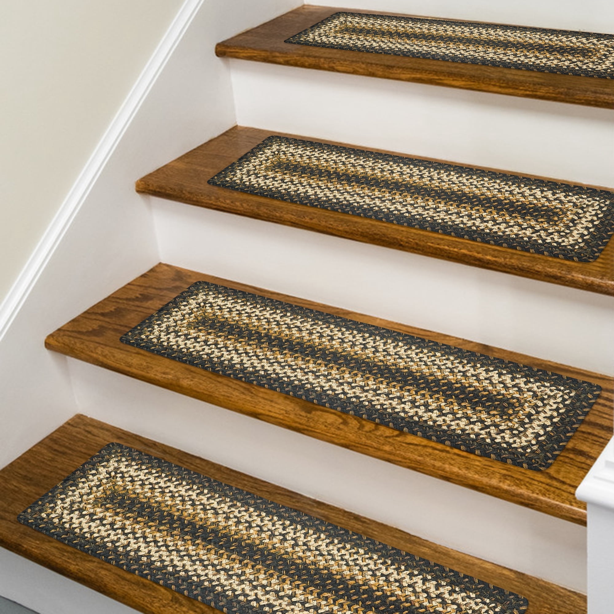 Homespice Kilimanjaro Premium Jute Braided Stair Tread 8" x 28" (Set of ...