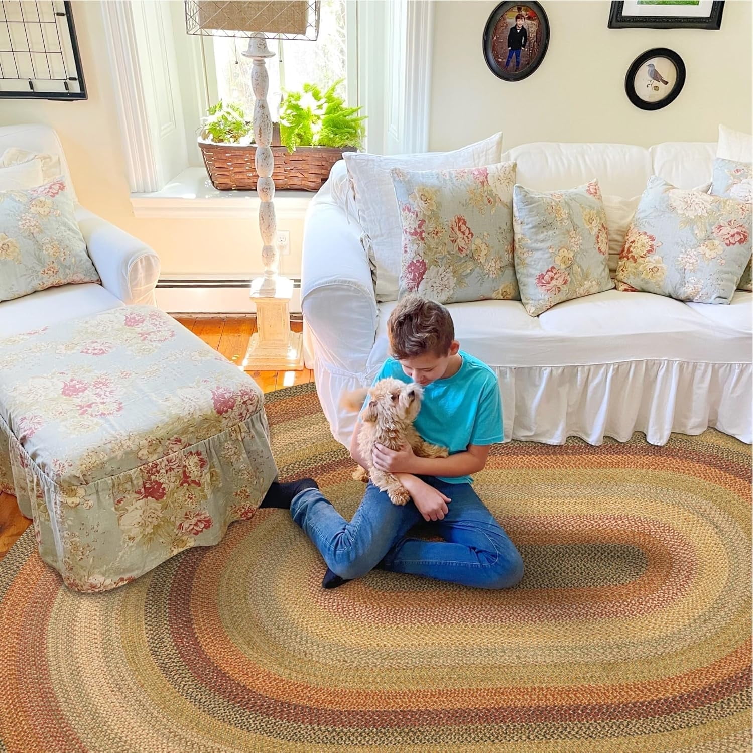 Homespice Kingston Jute Brown Braided Rugs 5x8' Oval for Living Room ...