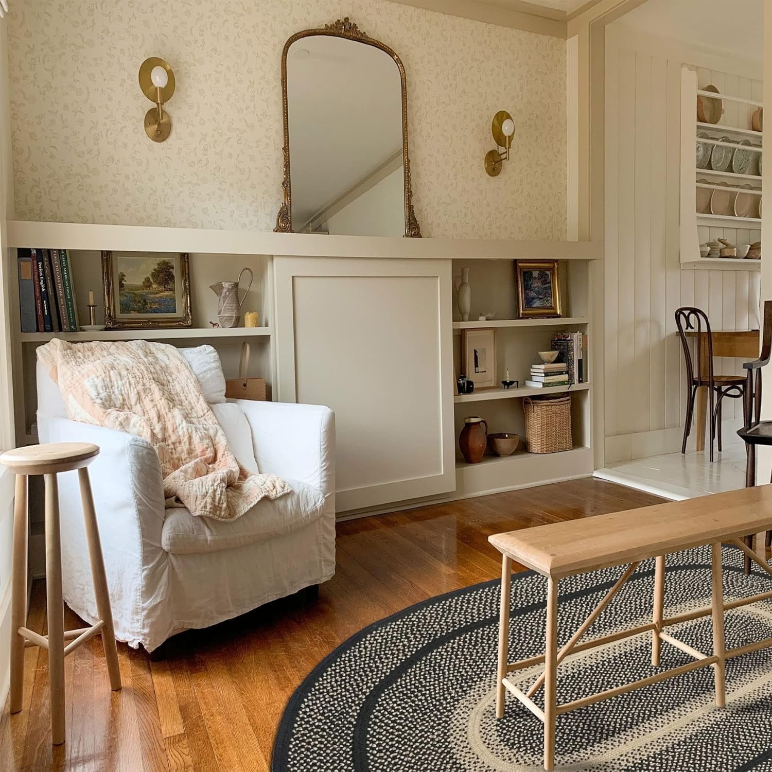 Homespice Manchester Black and Tan Braided Rug 6x9' Oval, Ideal for ...