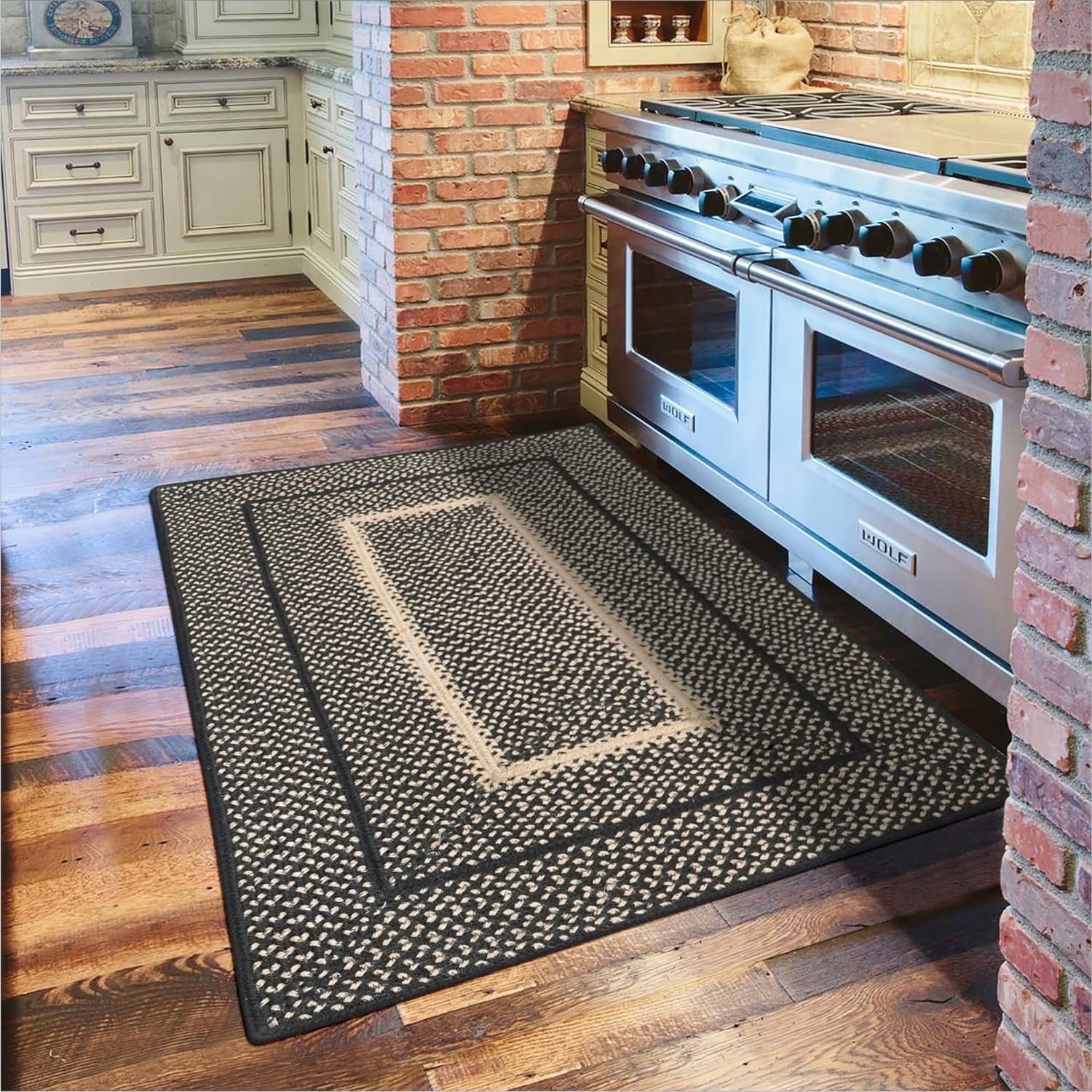 Homespice Manchester 22x72" Black Primitive Runner Rug for Hallway and ...