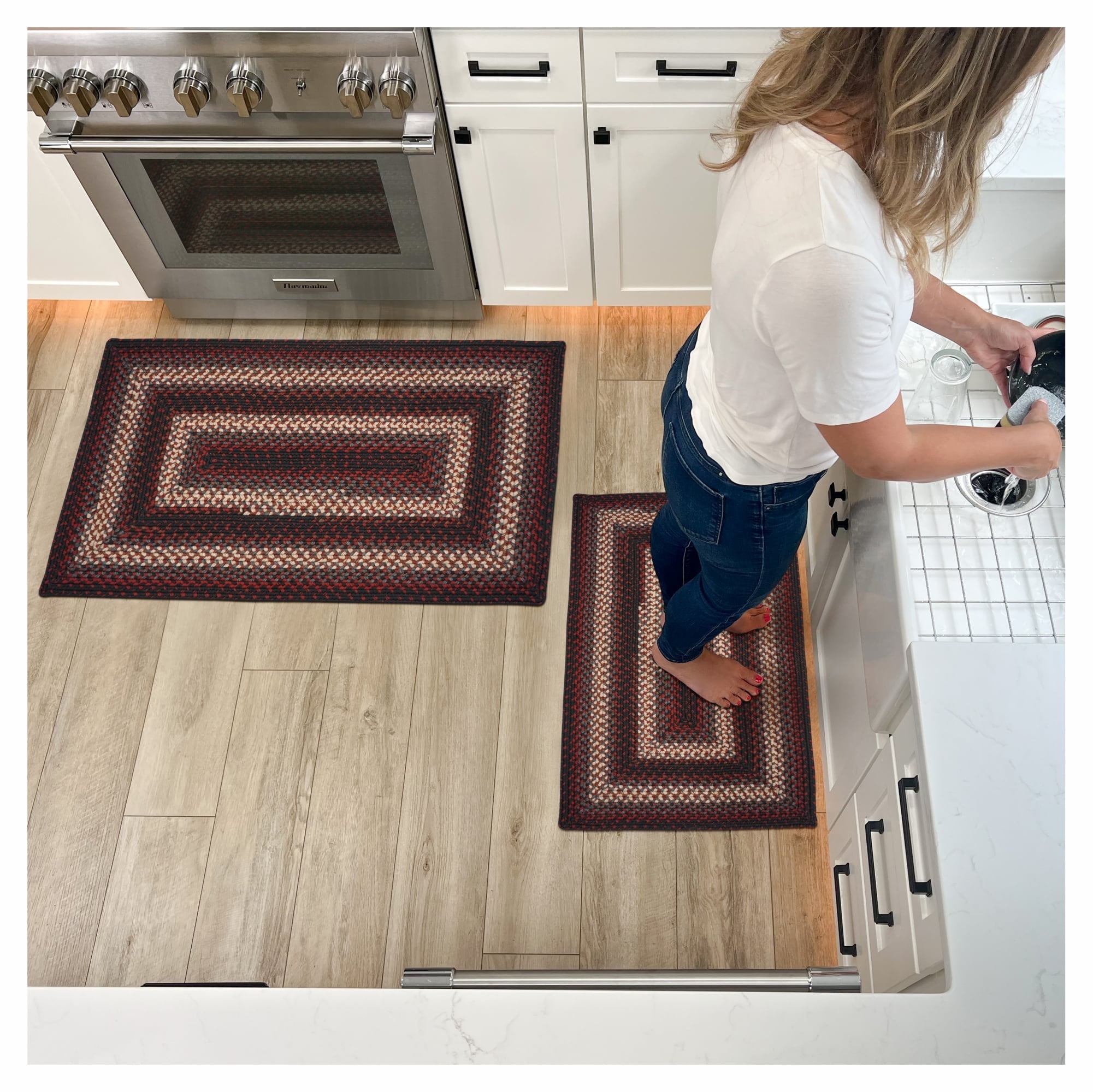 Homespice Montgomery Black And Burgundy Primitive AMAF51228PH72 Braided ...