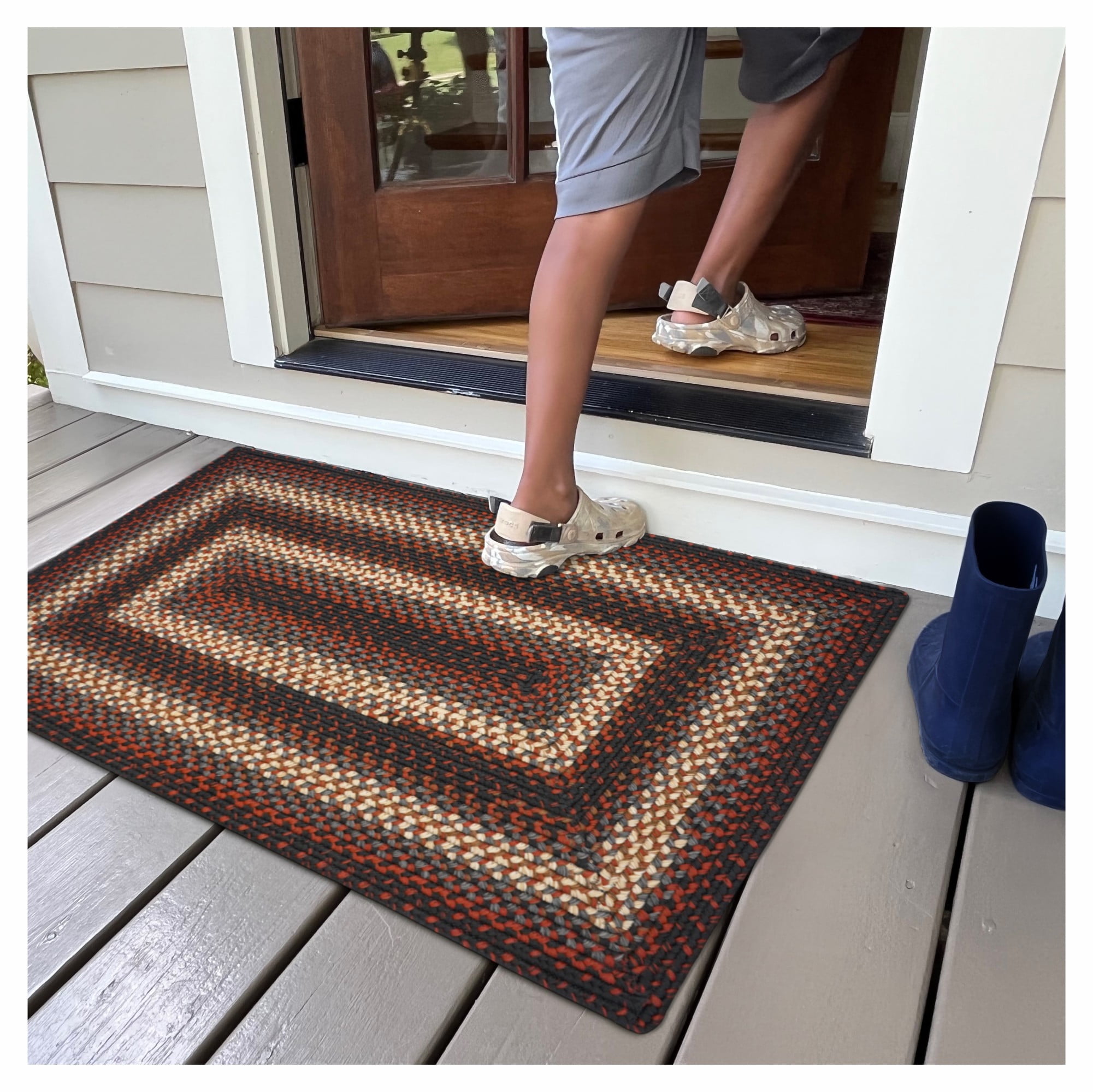 Homespice Montgomery Braided Rug 20x30, BISC034ZHU56 Washable Outdoor ...