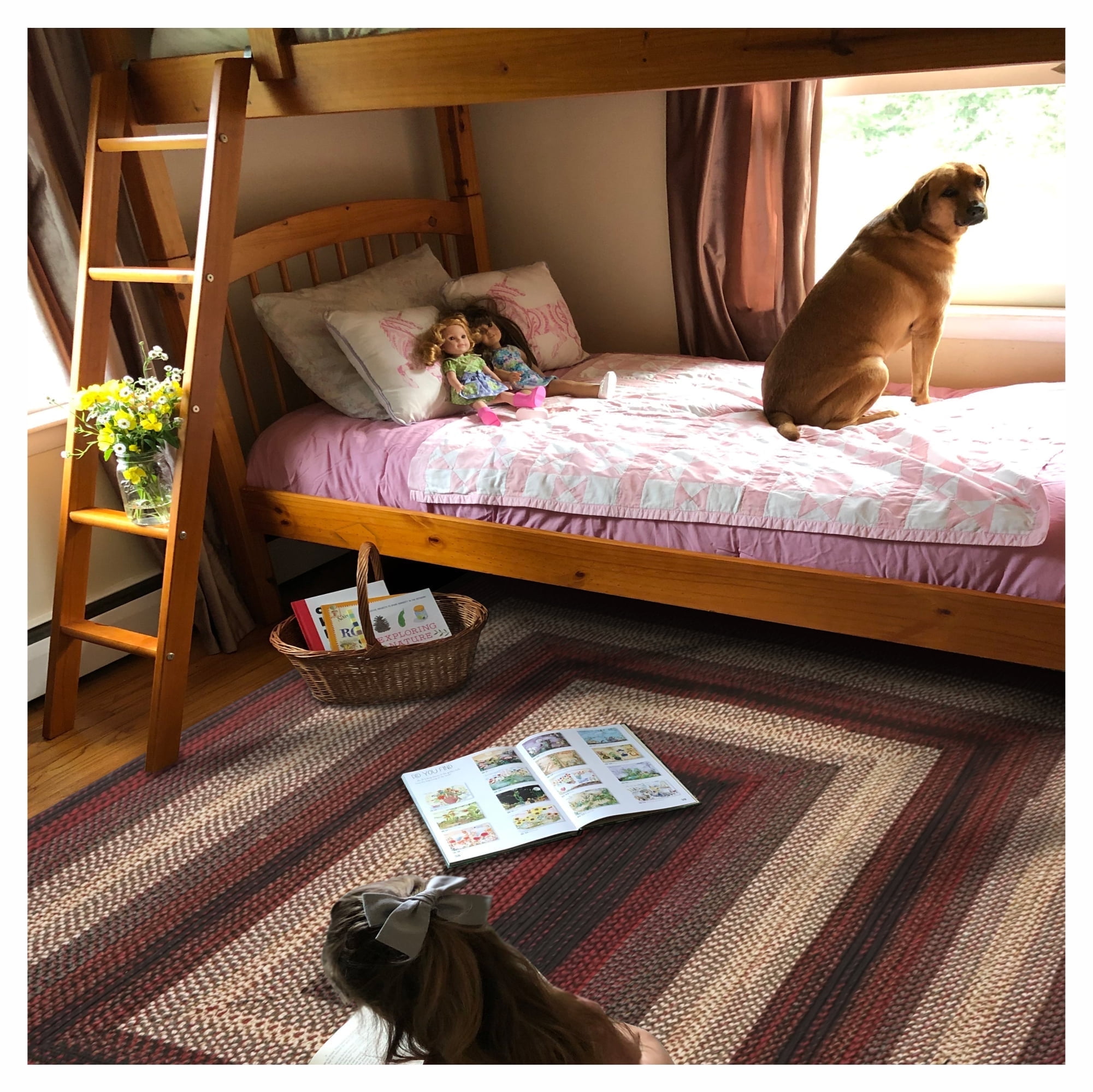 Homespice Braided Rug Rustic Farmhouse Black and Burgundy Area Rug, 6 ...