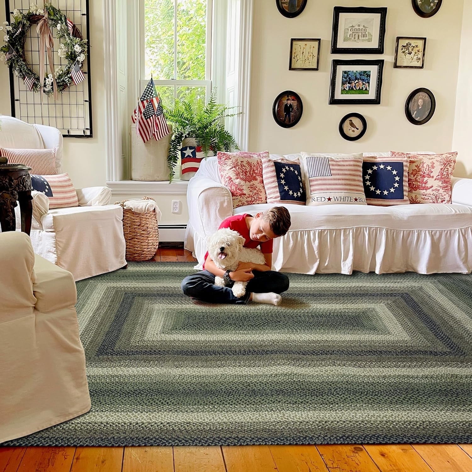 Homespice Pinecone Jute Green 4x6' Braided Area Rug for Living Room ...