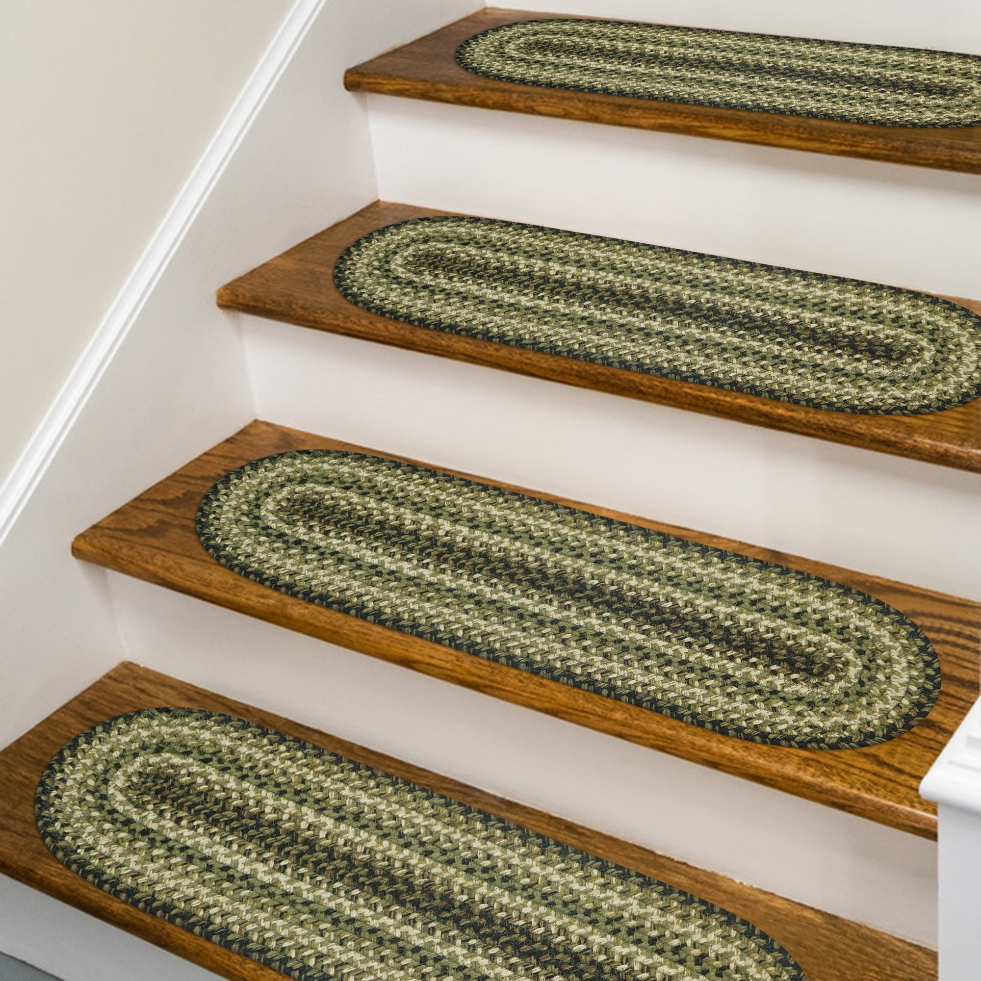 Homespice Pinecone Premium Jute Braided Stair Tread 8" x 28" (Set of 13 ...