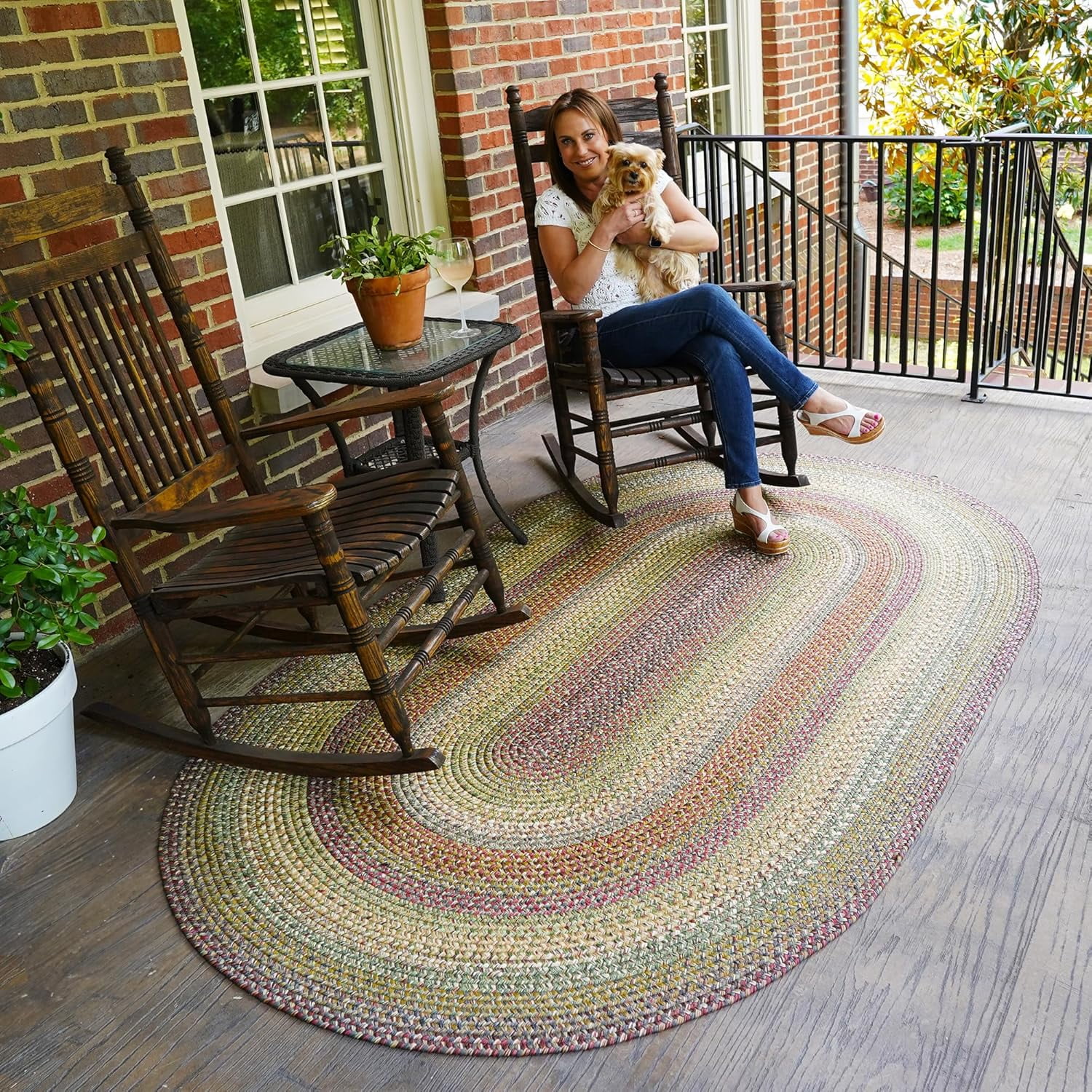 Homespice Rainforest Oval Braided Rugs and Rustic Area Rugs 5x8', Your ...