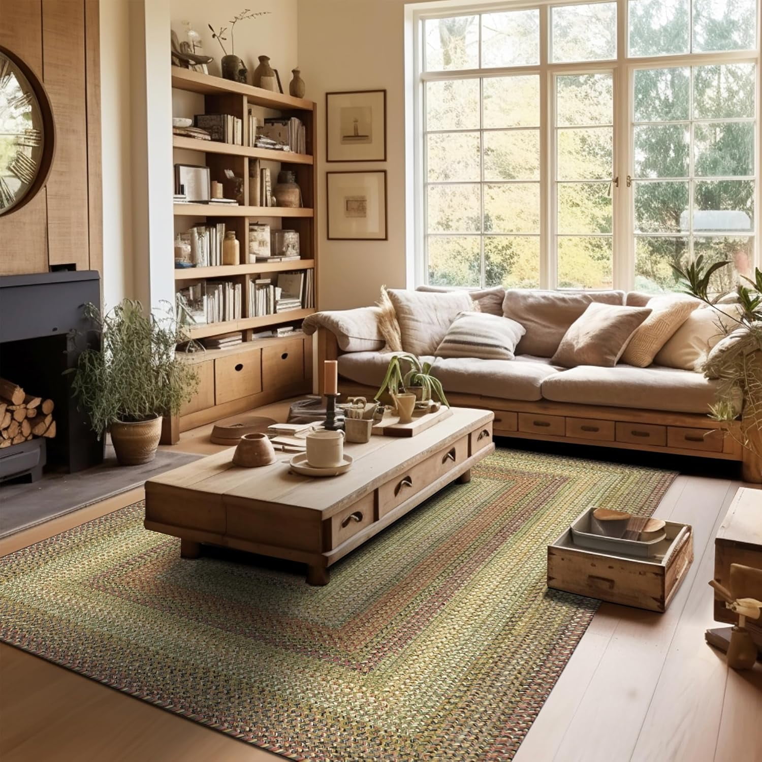 Homespice Rainforest Rectangular Braided Rugs and Rustic Area Rugs 4x6 ...