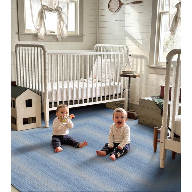 Homespice Sky Blue Braided Area Rug 6x9' Large Braided Area Rugs for a ...