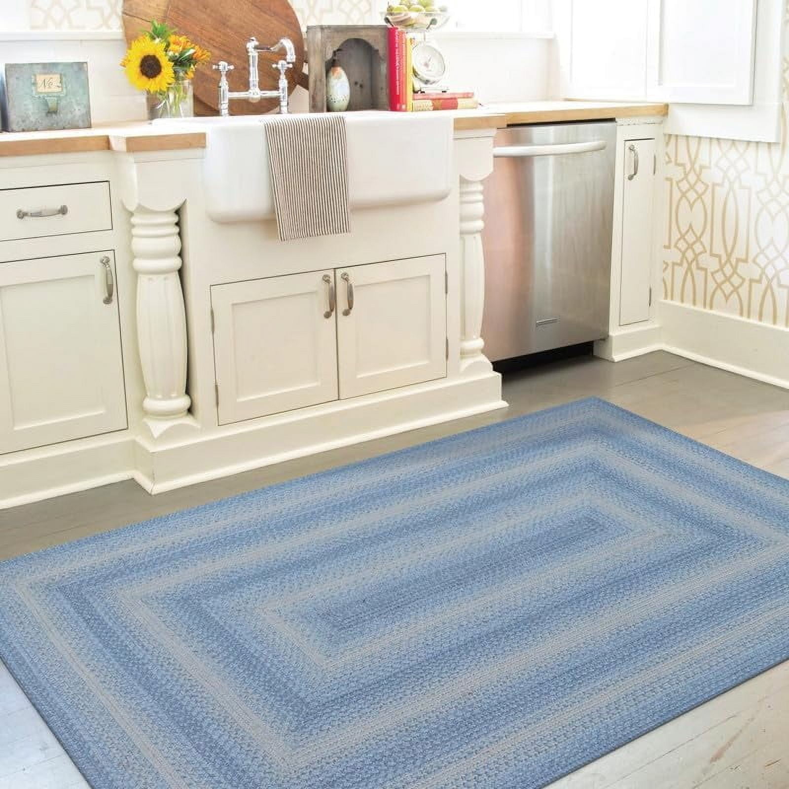 Homespice Sky Blue Coastal Country Small Braided Rugs 27x45 - Perfect ...