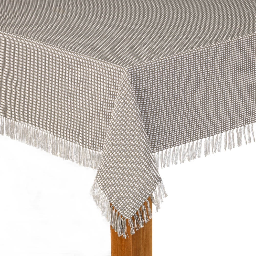 Lintex Homespun Grey 100% Cotton Tablecloth 70 Round Check Design ...