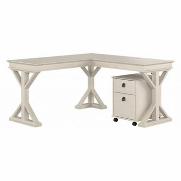 Echo L Shaped Desk with Hutch in Pure White - Engineered Wood - Walmart.com