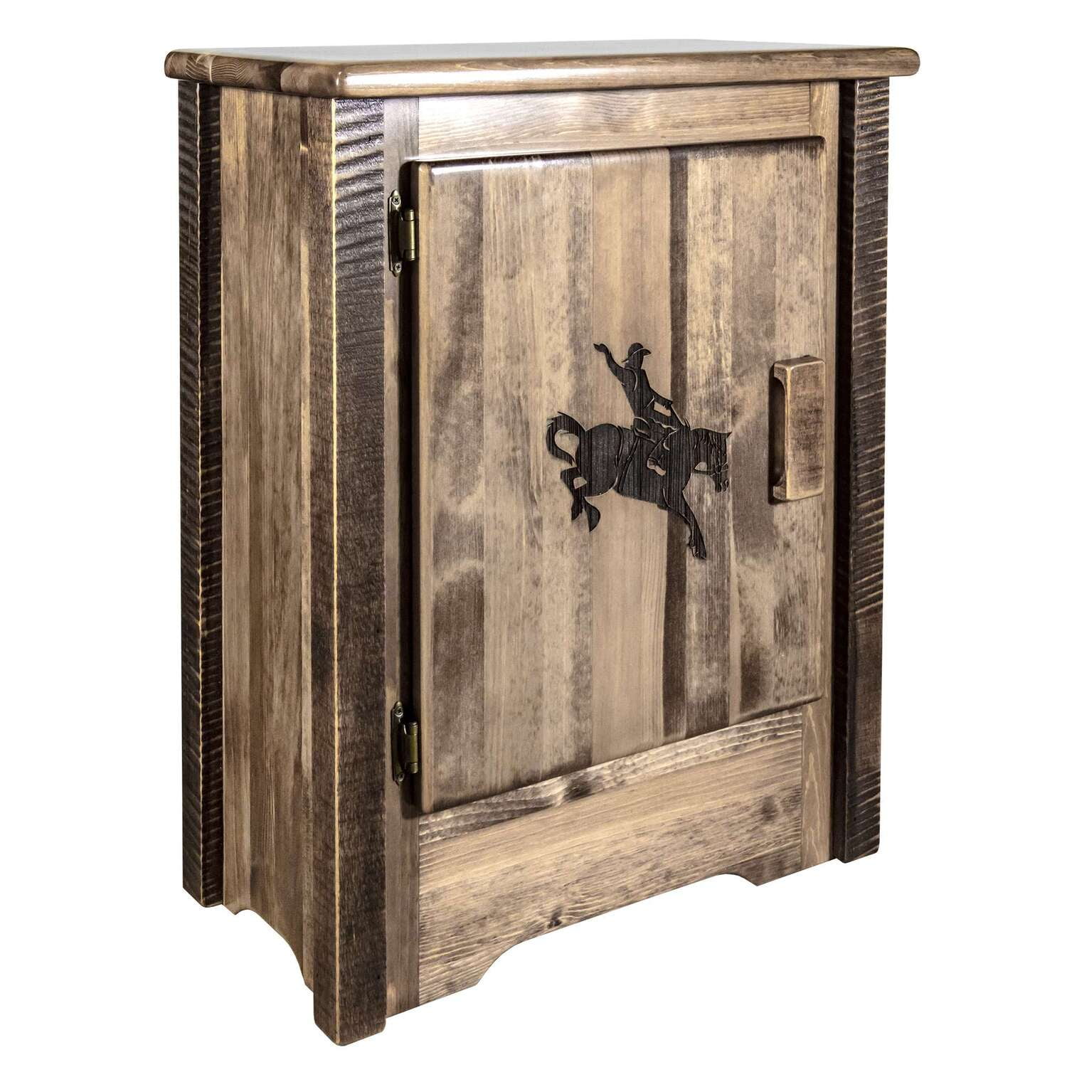 Homestead Collection Accent Cabinet w/ Laser Engraved Bronc Design ...