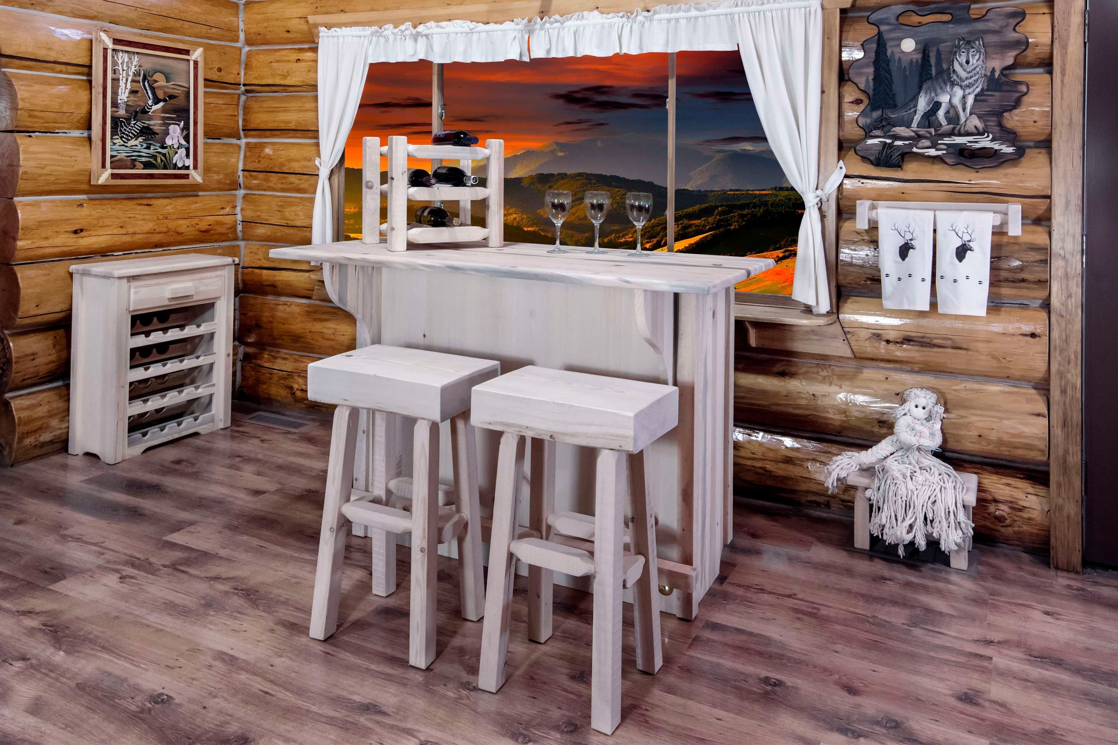 Homestead Collection Bar with Foot Rail, Clear Lacquer Finish - Walmart.com