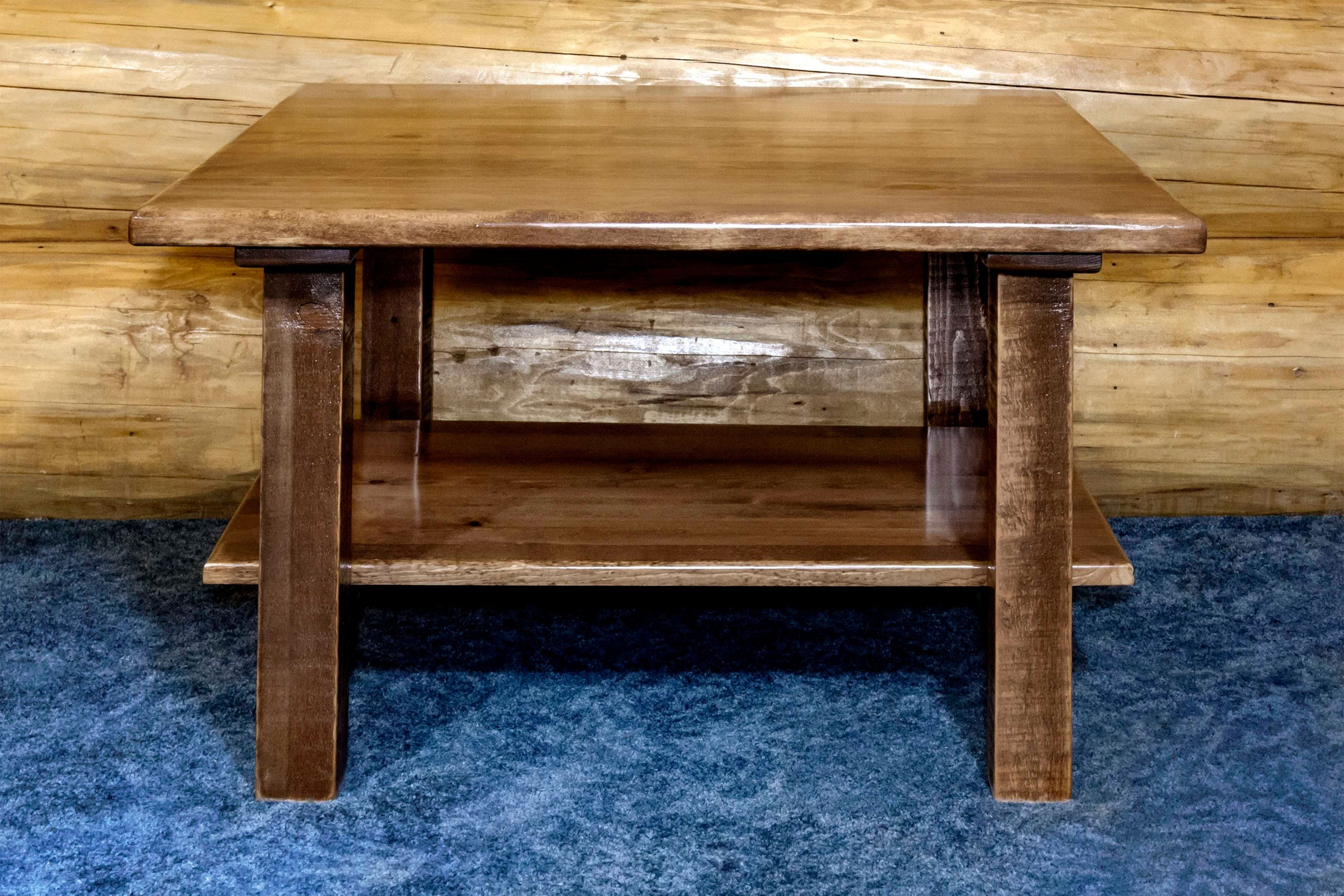 Homestead Collection Cocktail Table w/ Shelf, Stain & Clear Lacquer ...