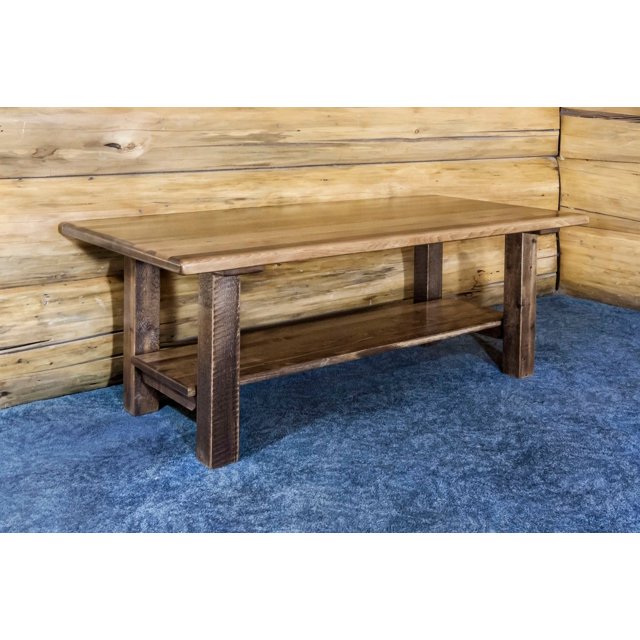 Homestead Collection Coffee Table w/ Shelf, Stain & Clear Lacquer ...