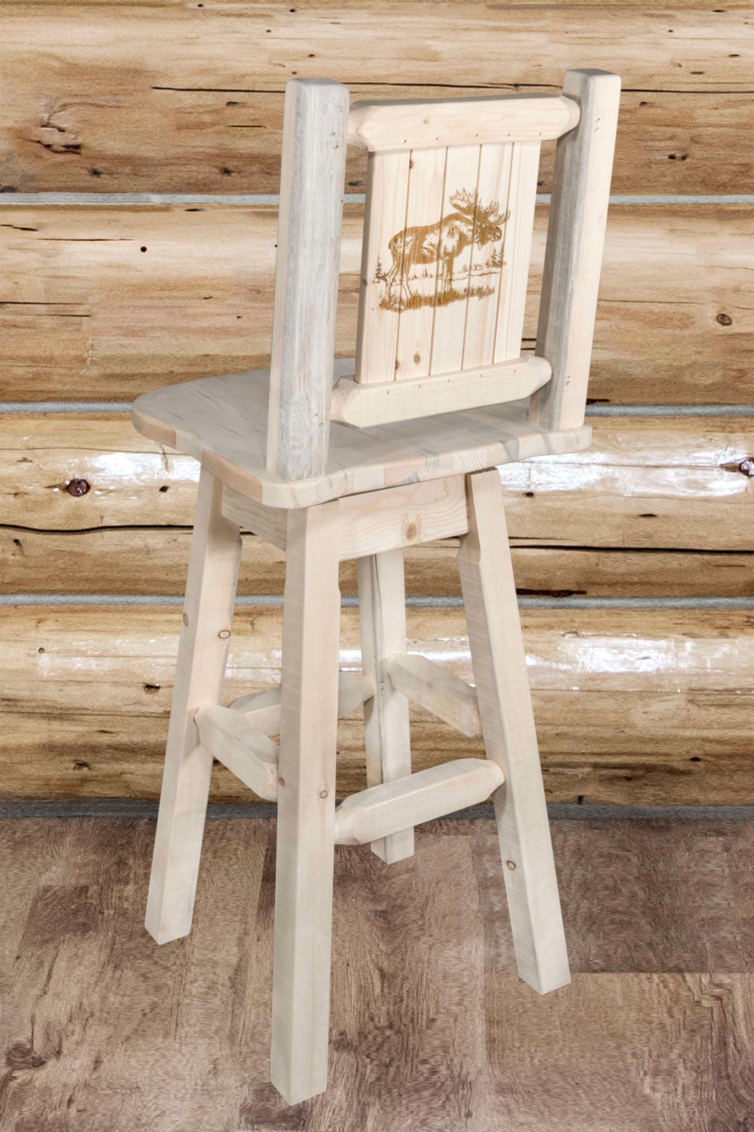 Homestead Collection Counter Height Barstool w/ Back & Swivel w/ Laser ...