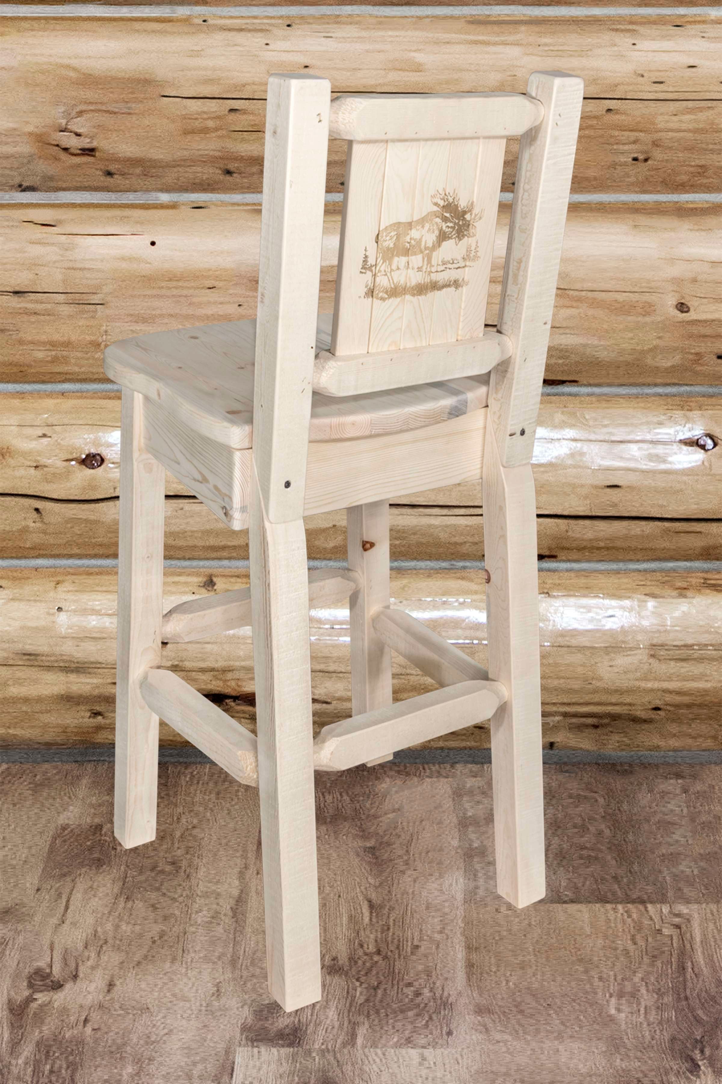 Homestead Collection Counter Height Barstool w/ Back, w/ Laser Engraved ...